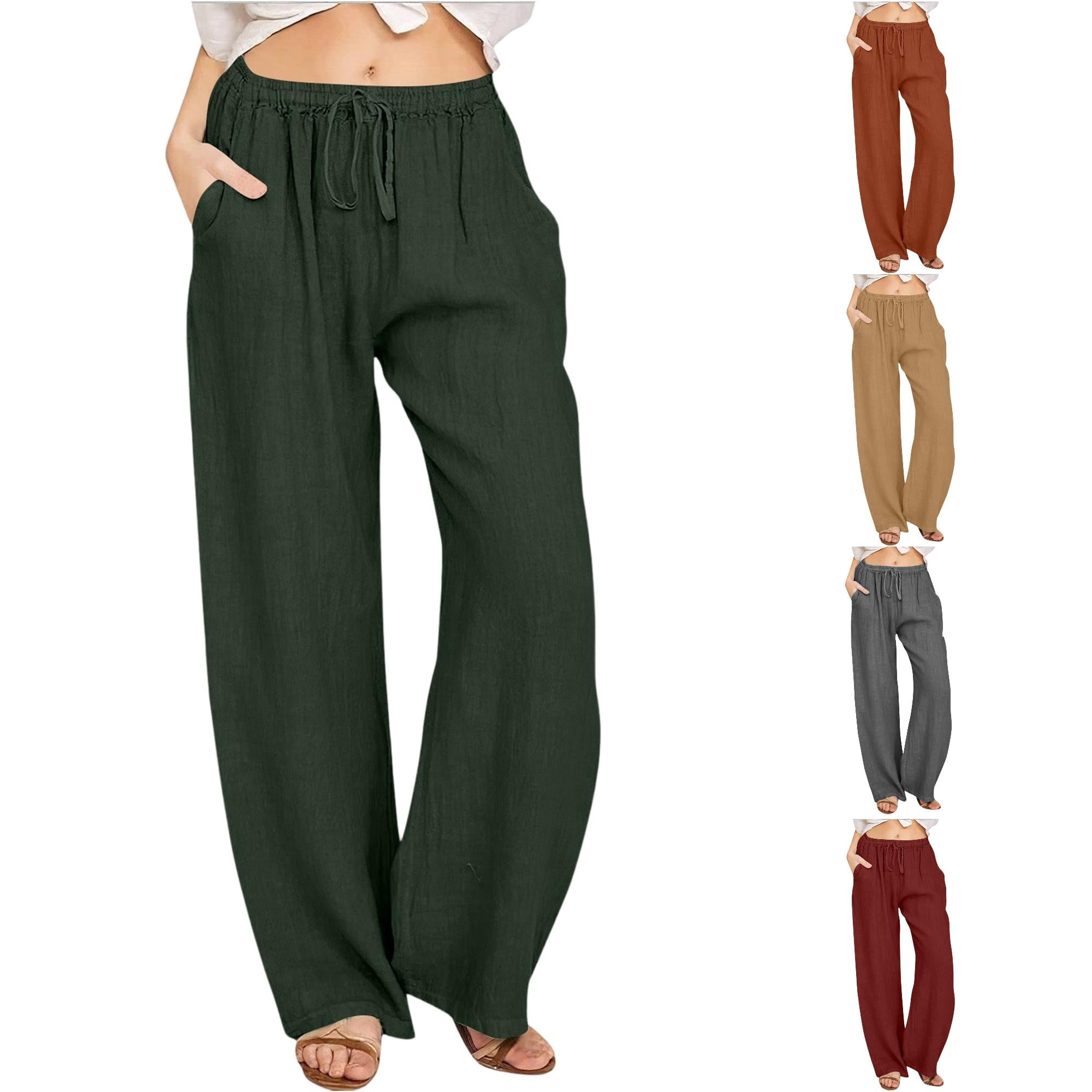 ANINEO Women Pants With High Elastic Waist And Wide Leg Casual Loose ...