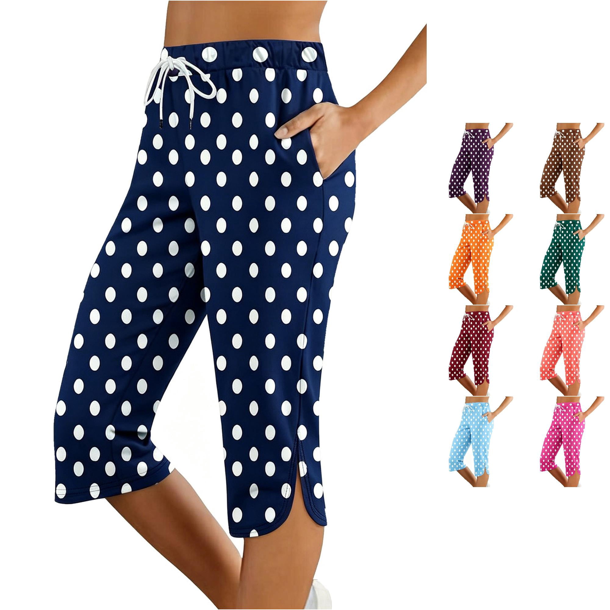 ANINEO Women Polka Dot Fashion Comfortable Casual Mid Waist Sport Pants ...
