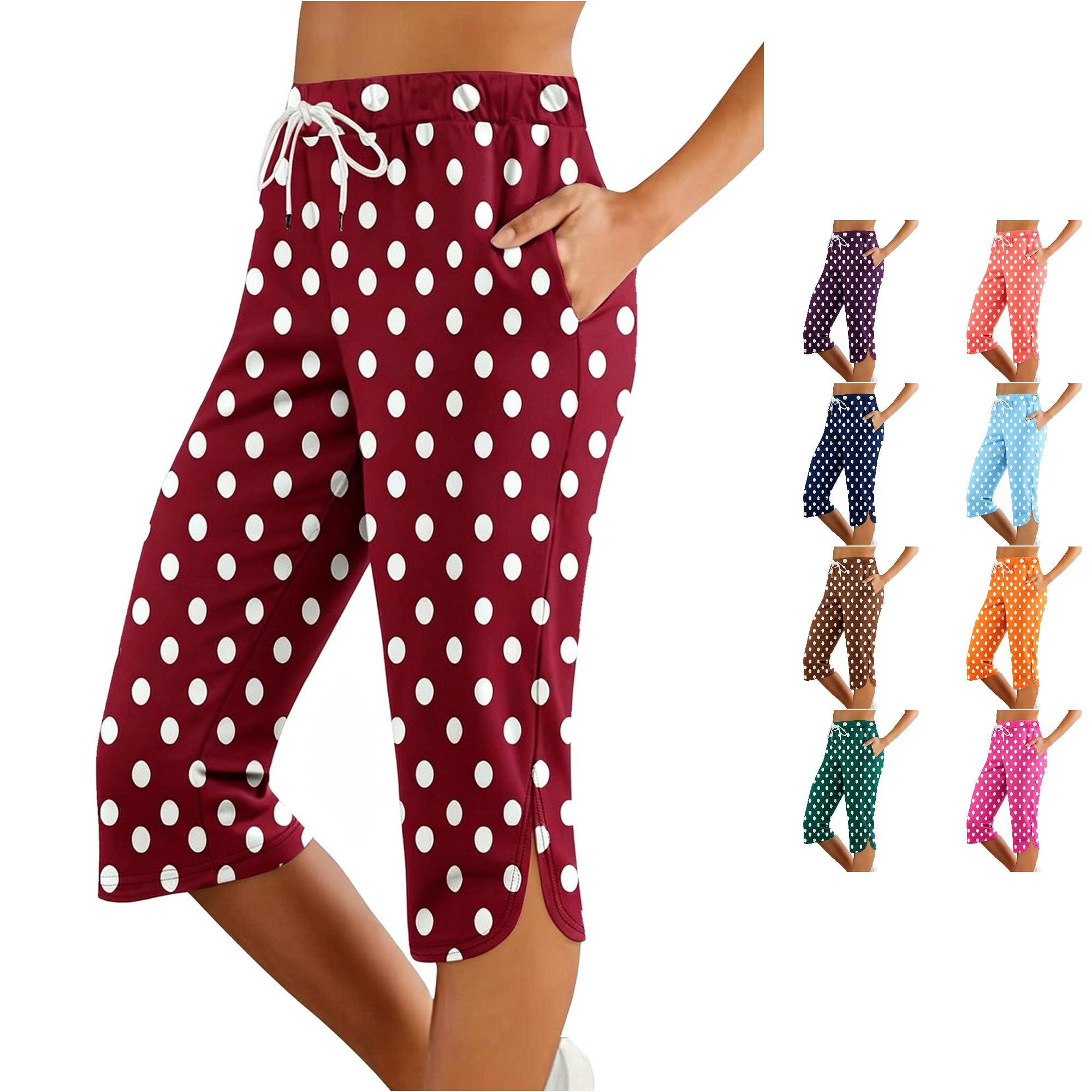 ANINEO Women Polka Dot Fashion Comfortable Casual Mid Waist Sport Pants ...
