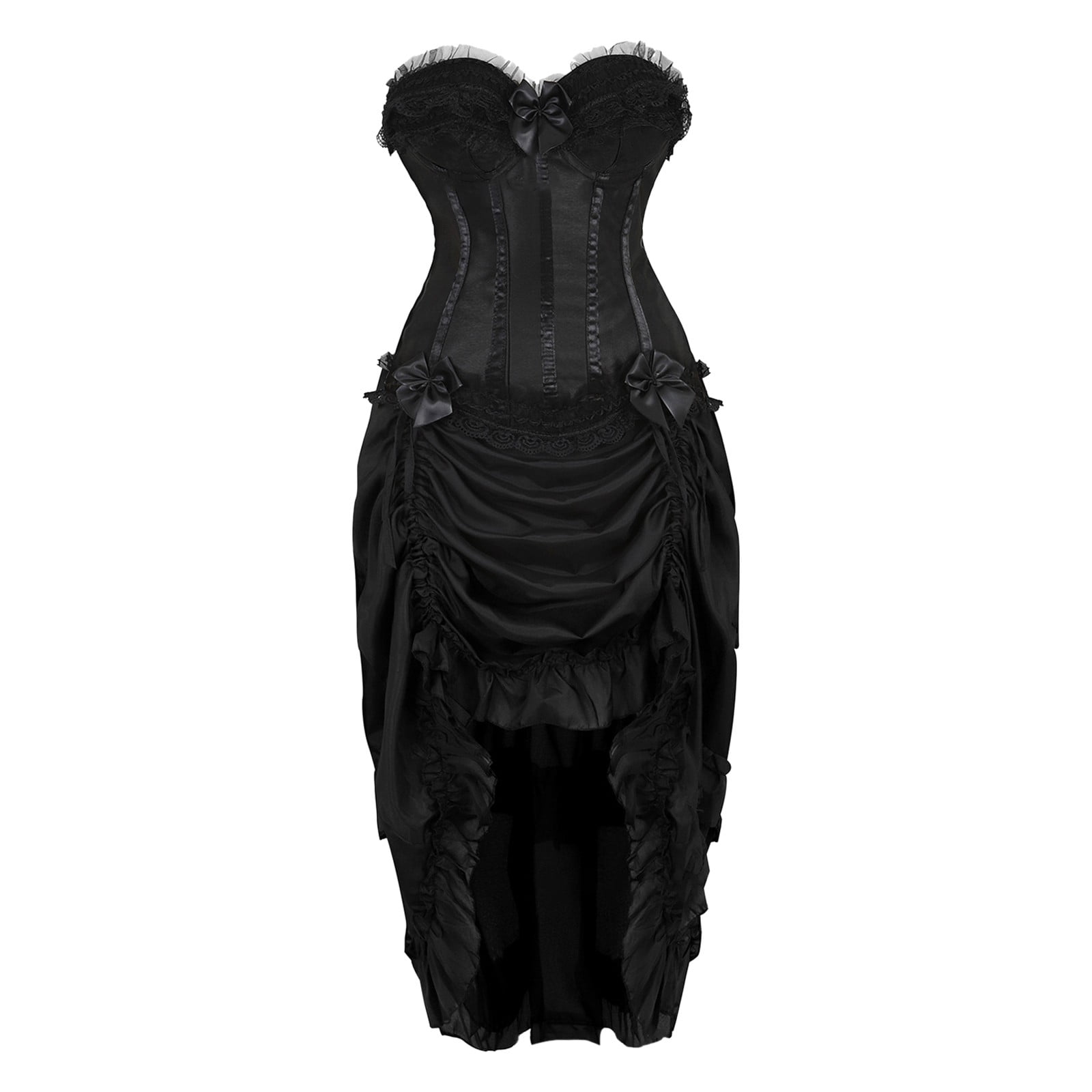 ANINEO Women Retro Court Dress Corset Bustier Brown Split Suit ...