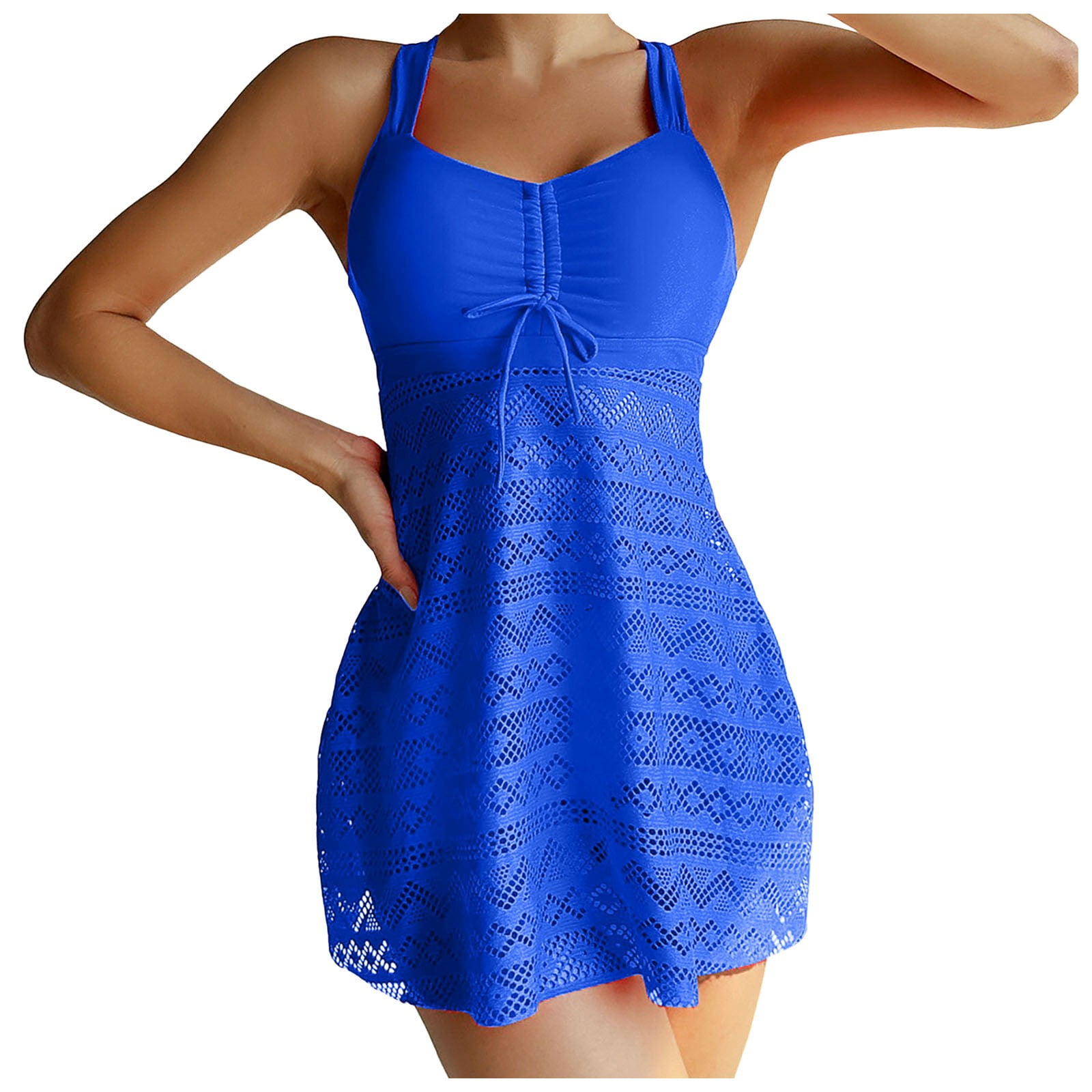 ANINEO Women Sexy V-Neck Swimsuits Push Up Swimwear With Cups Mesh ...