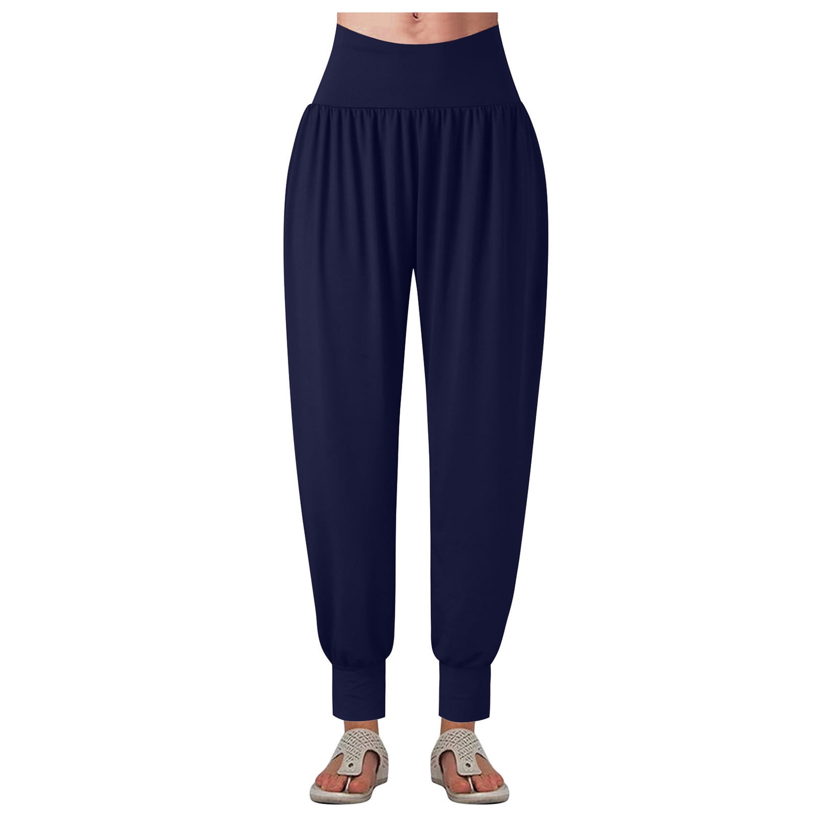 ANINEO Women Solid Color Casual Loose Harem Pants Women Trousers Tie ...