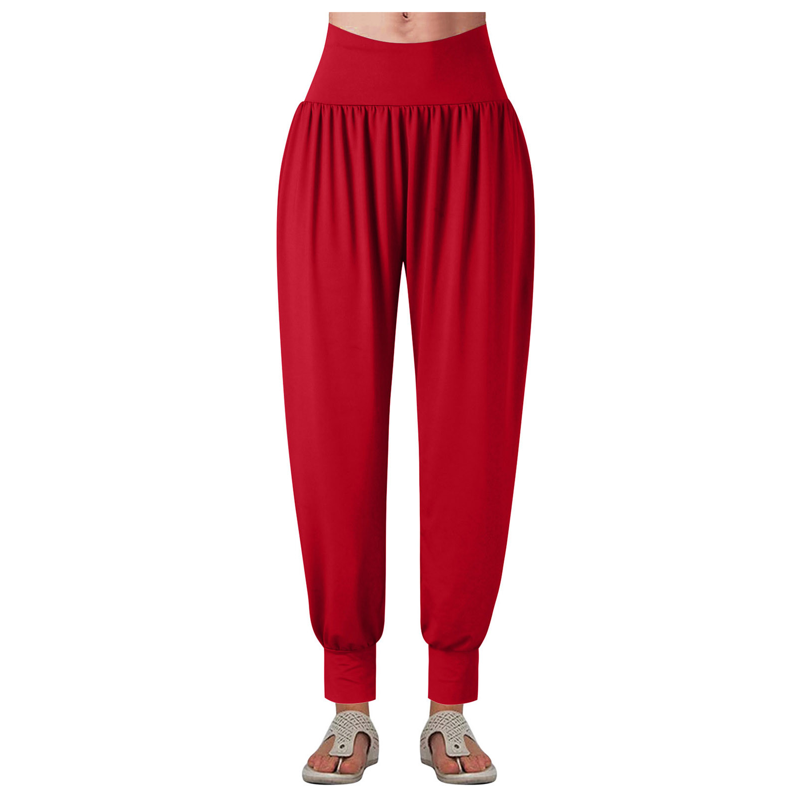 ANINEO Women Solid Color Casual Loose Harem Pants Women Trousers Tie ...