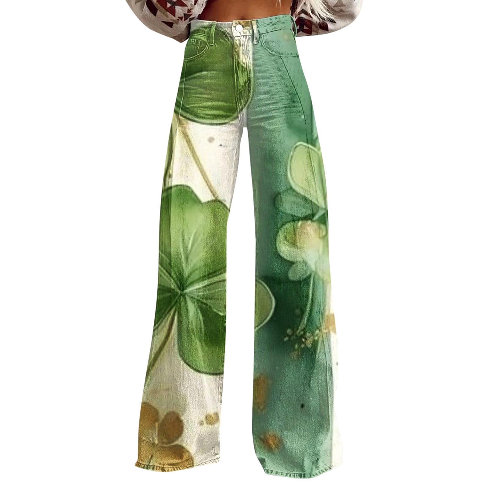 ANINEO Women Stylish Casual Wide Leg Pants For St. Patrick's Day ...