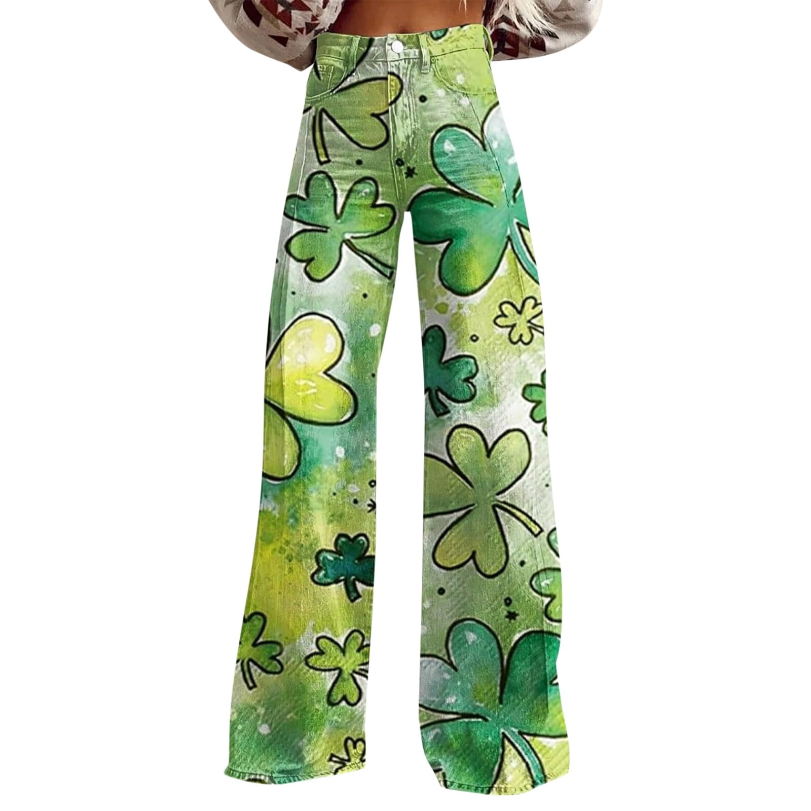 ANINEO Women Stylish Casual Wide Leg Pants For St. Patrick's Day ...