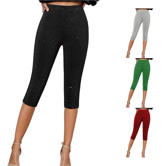ANINEO Women Stylish Elegant Casual Pants Stretchy Sequin Leggings For ...