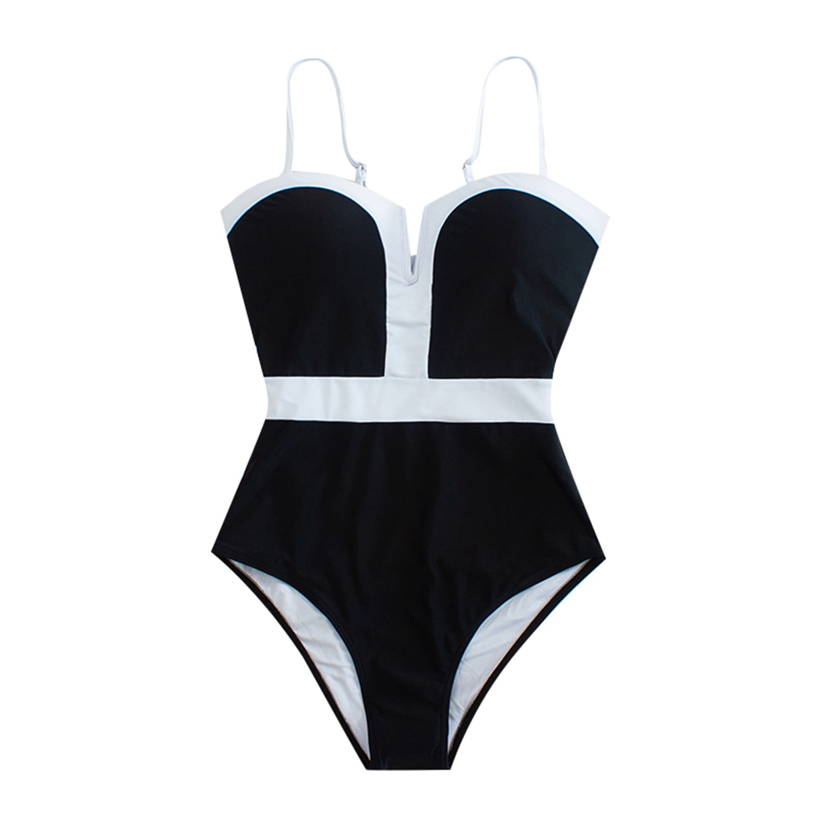 ANINEO Women Swimsuit Splicing Large Size Solid Color Swimsuit Swimwear ...