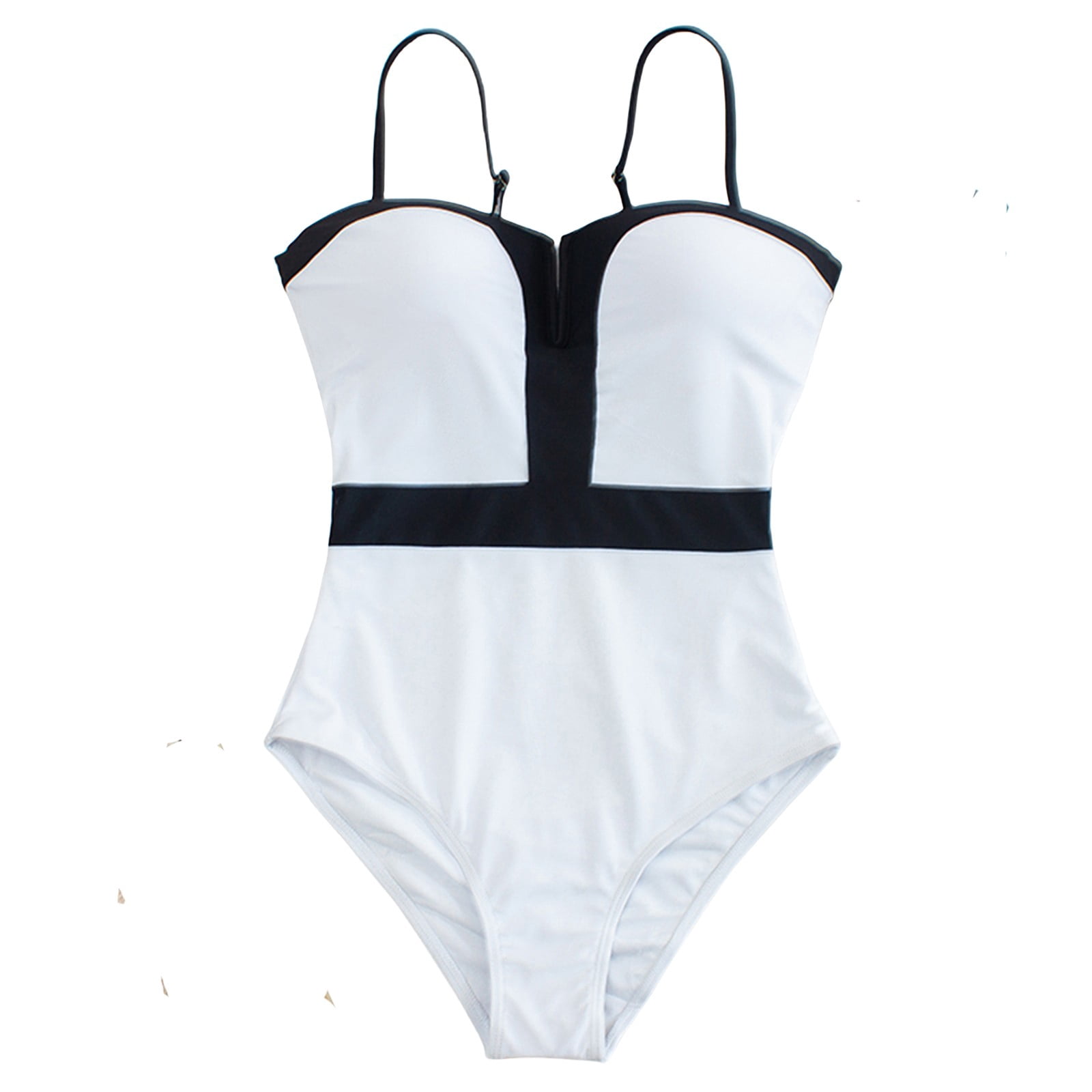 ANINEO Women Swimsuit Splicing Large Size Solid Color Swimsuit Swimwear ...