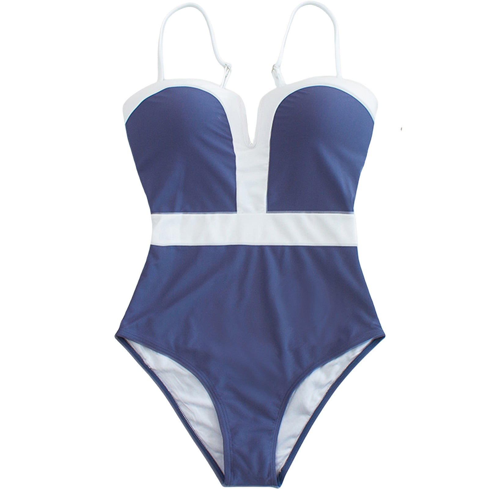 ANINEO Women Swimsuit Splicing Large Size Solid Color Swimsuit Swimwear ...