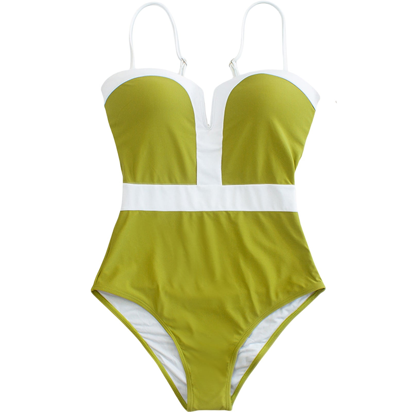 ANINEO Women Swimsuit Splicing Large Size Solid Color Swimsuit Swimwear ...