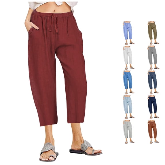 ANINEO Women Wide Leg Casual Pants With Pockets Lightweight High ...