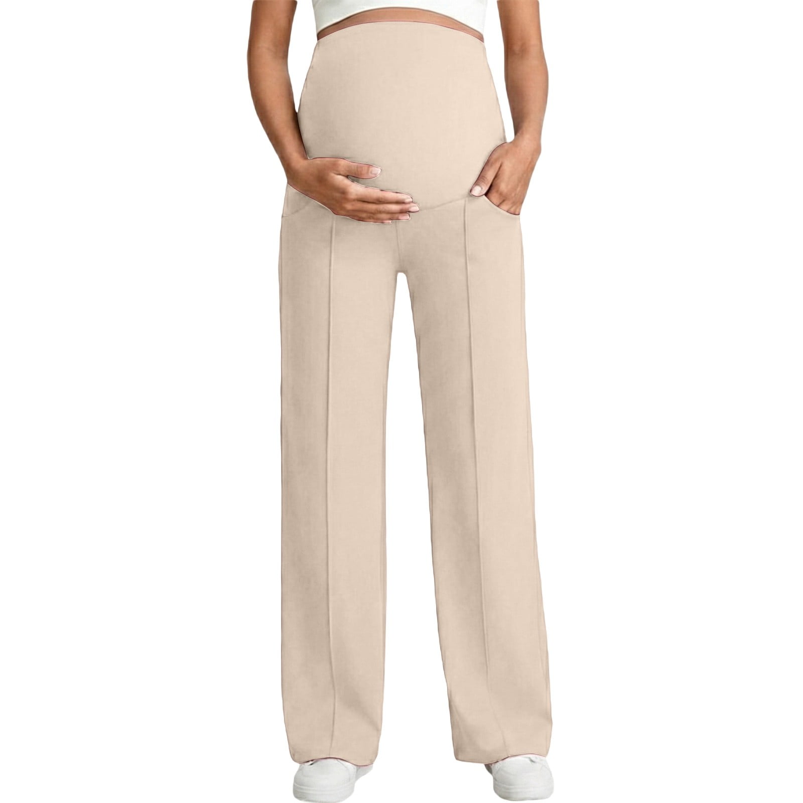 ANINEO Women Winter Maternity Straight Leg Pants High Waist Over Bump ...