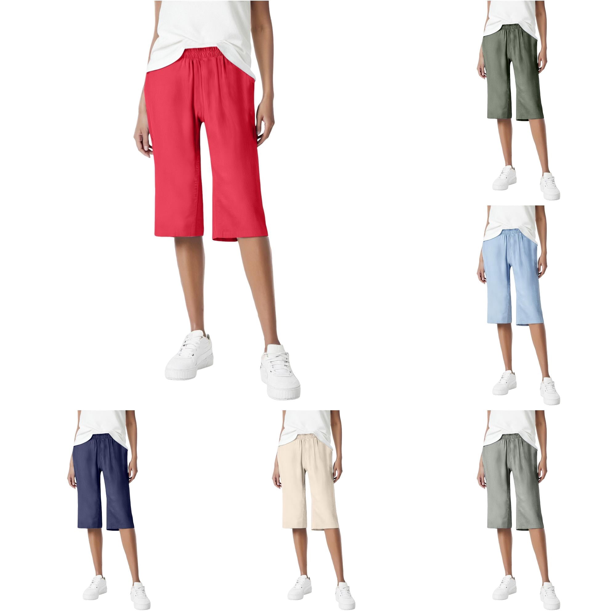 ANINEO Women's Casual Linen Baggy Pants With Elastic Waist Relax Fit ...