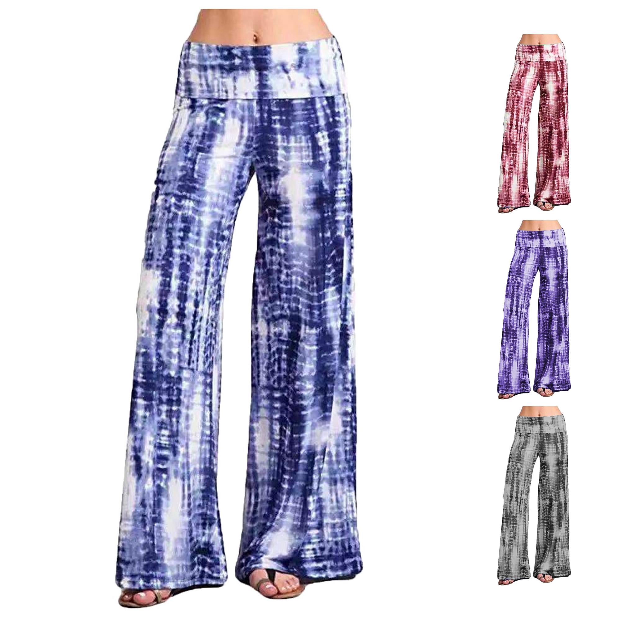 ANINEO Women's Casual Pants Gradient Print Sports Multicolor Pocket ...