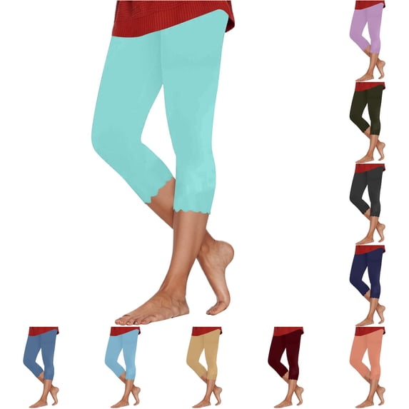 ANINEO Women's Casual Pants Lace Trim Capris For Home Leisure Spring ...