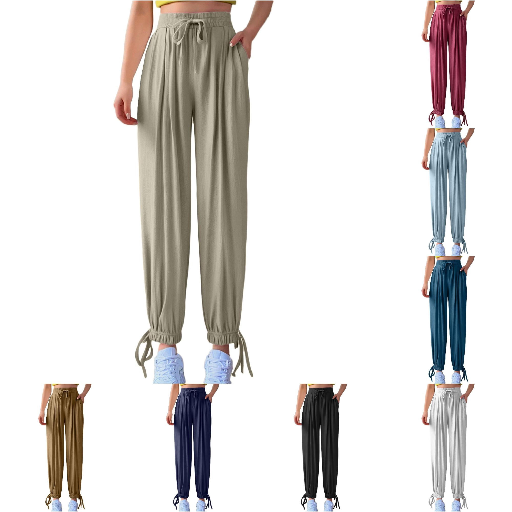ANINEO Women's Casual Pants Loose Fit Joggers Comfortable Elastic Waist ...