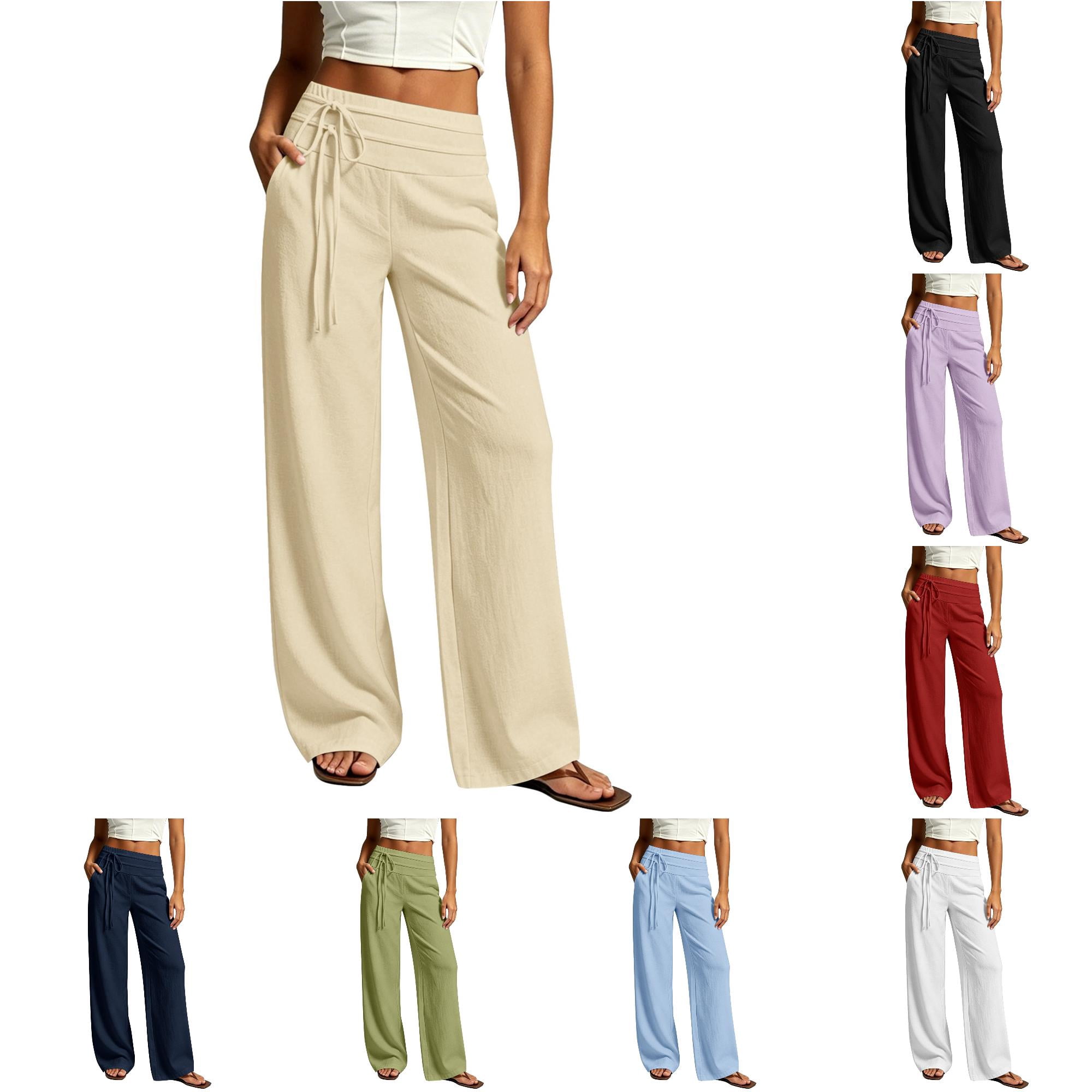 ANINEO Women's Elegant High Wlex Pleated Wide Leg Pants For Casual ...