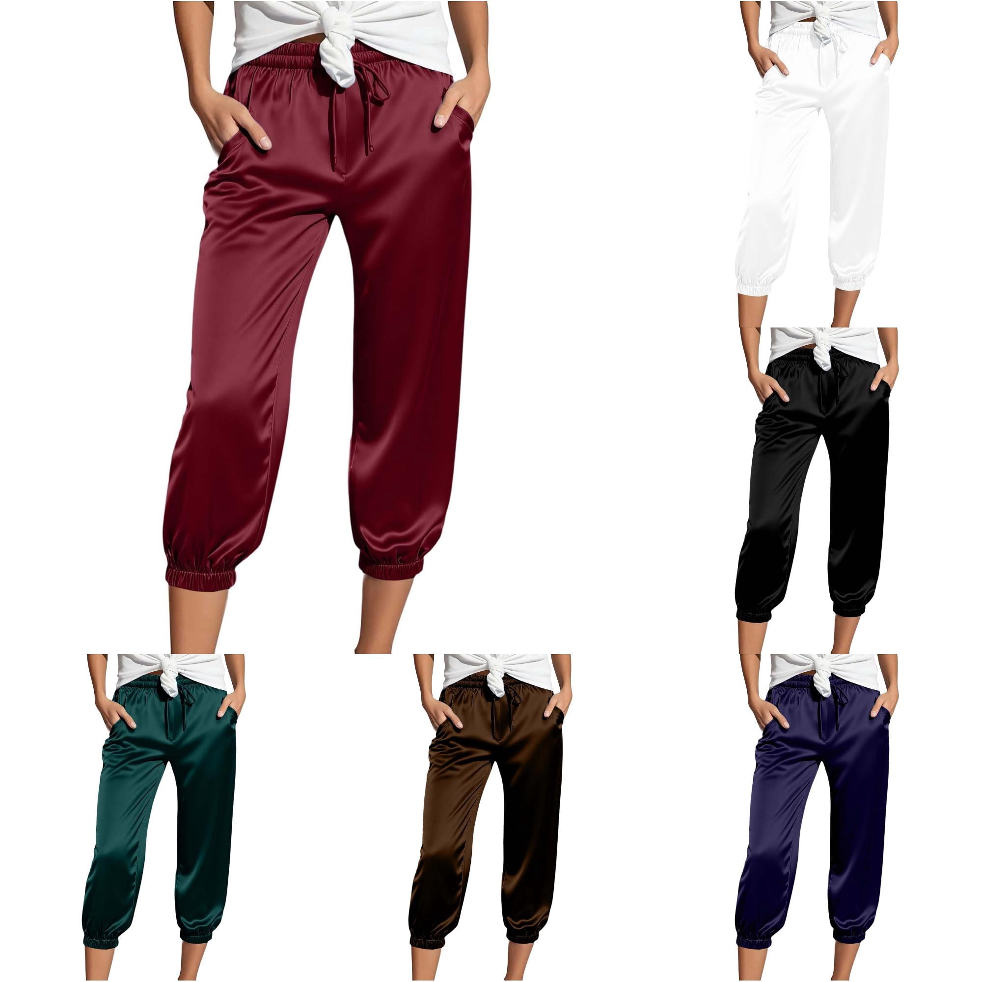 ANINEO Women's Fashion Solid Color Comfortable Casual Mid Waist Sport ...