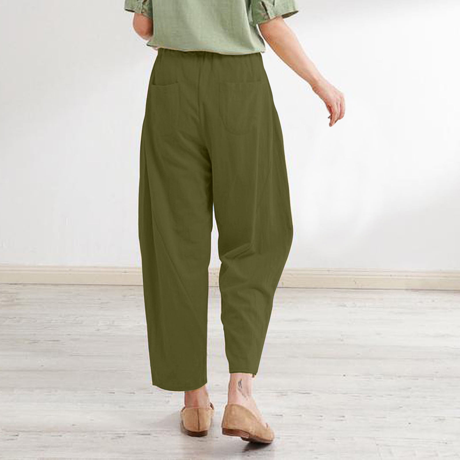 ANINEO Women's Solid Color Cotton Linen Loose Simple Cotton Linen ...