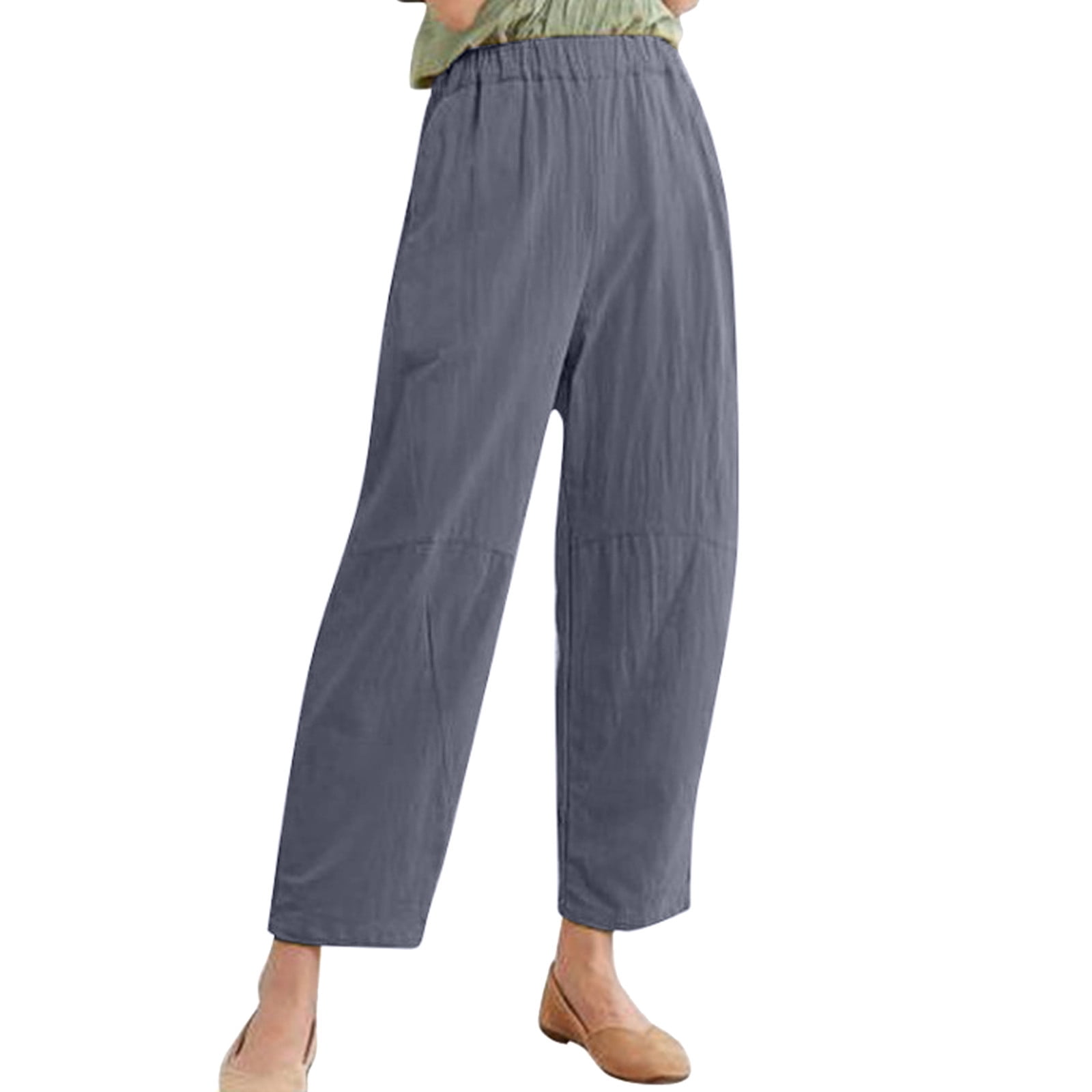 ANINEO Women's Solid Color Cotton Linen Loose Simple Cotton Linen ...