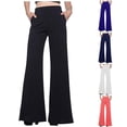 ANINEO Women's Solid Color Simple Casual Flare Leg Casual Pants Soft ...