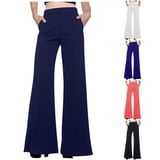 ANINEO Women's Solid Color Simple Casual Flare Leg Casual Pants Trendy ...