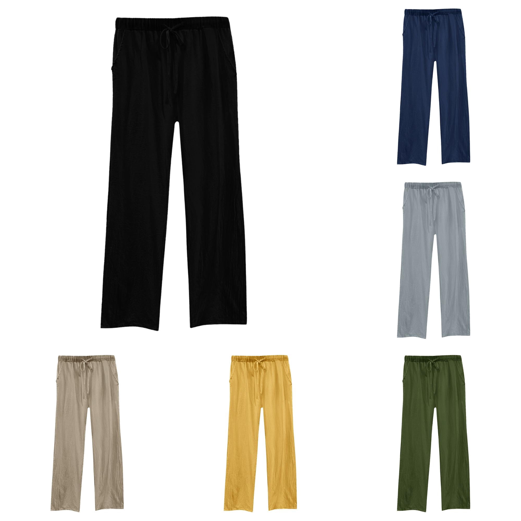 ANINEO Womens Daily Elastic Waist Workout Solid Color Long Pants Loose ...