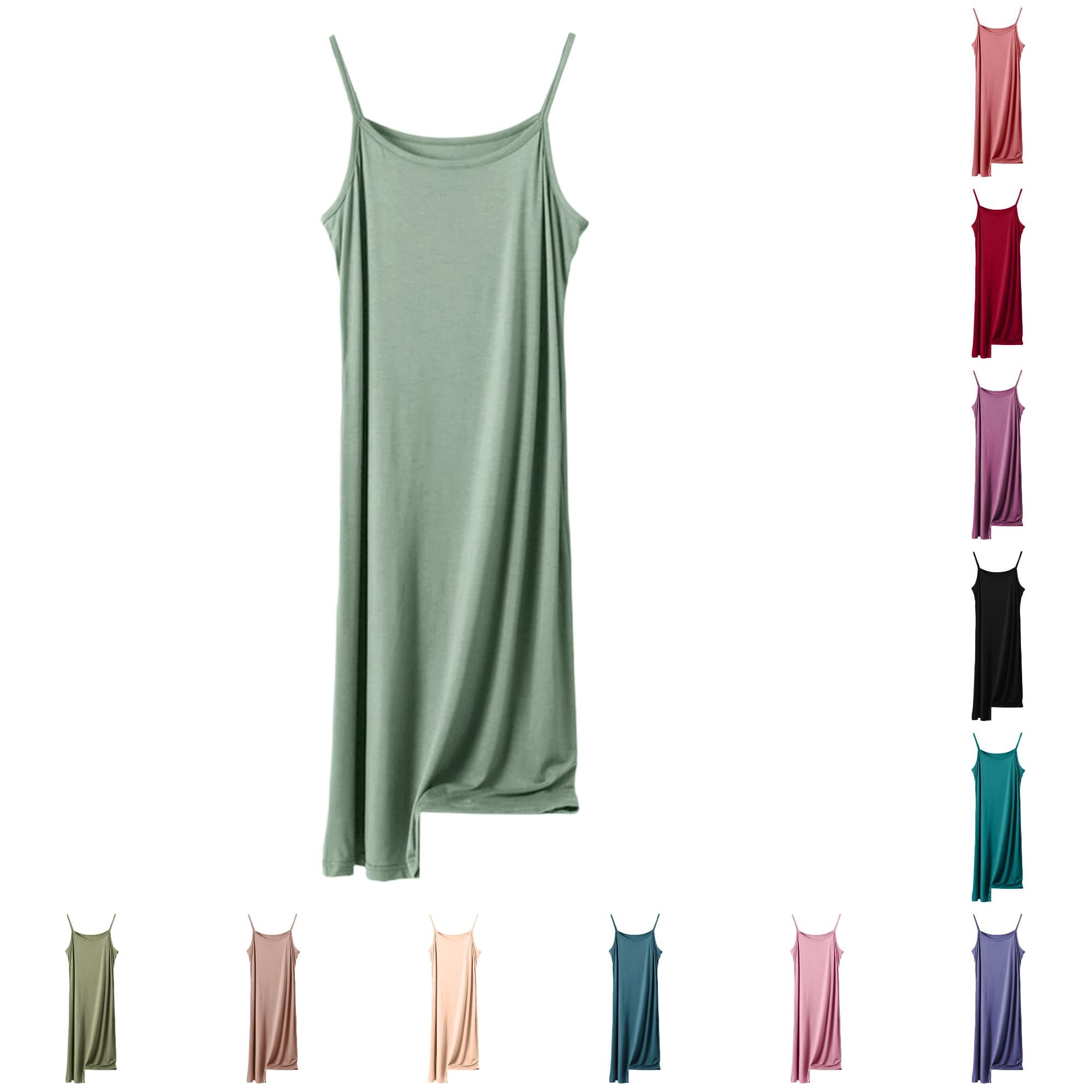 ANINEO Womens Summer Dresses Casual Round Neck Sleeveless Solid Color ...