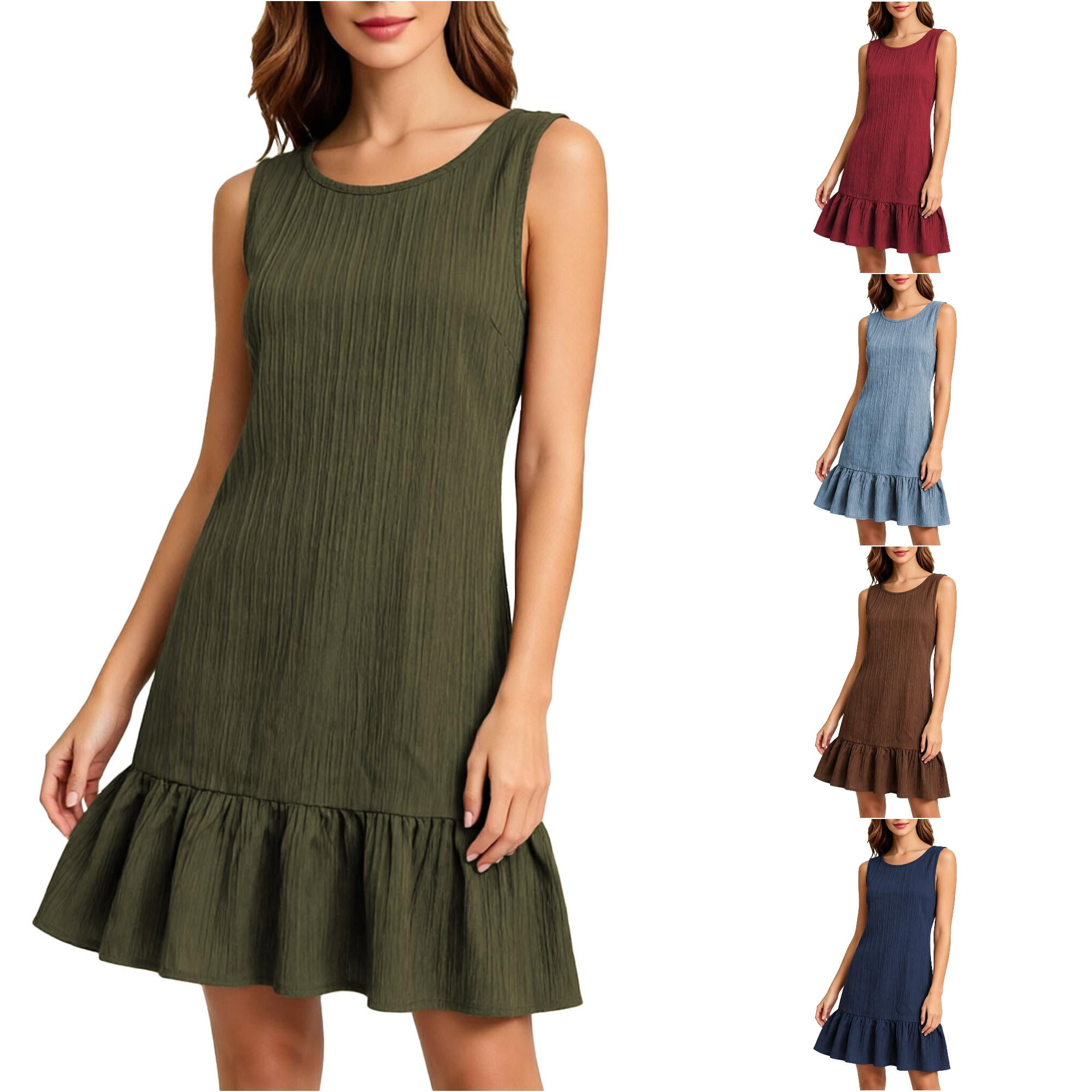 ANINEO Womens Summer Dresses French Fashion Sleeveless Knit Midi For ...