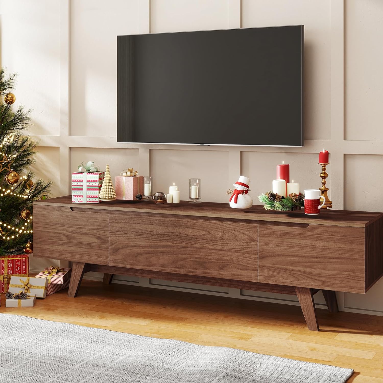 ANJ Mid Century TV Stand, Modern Long TV Console for 80 inch TV ...