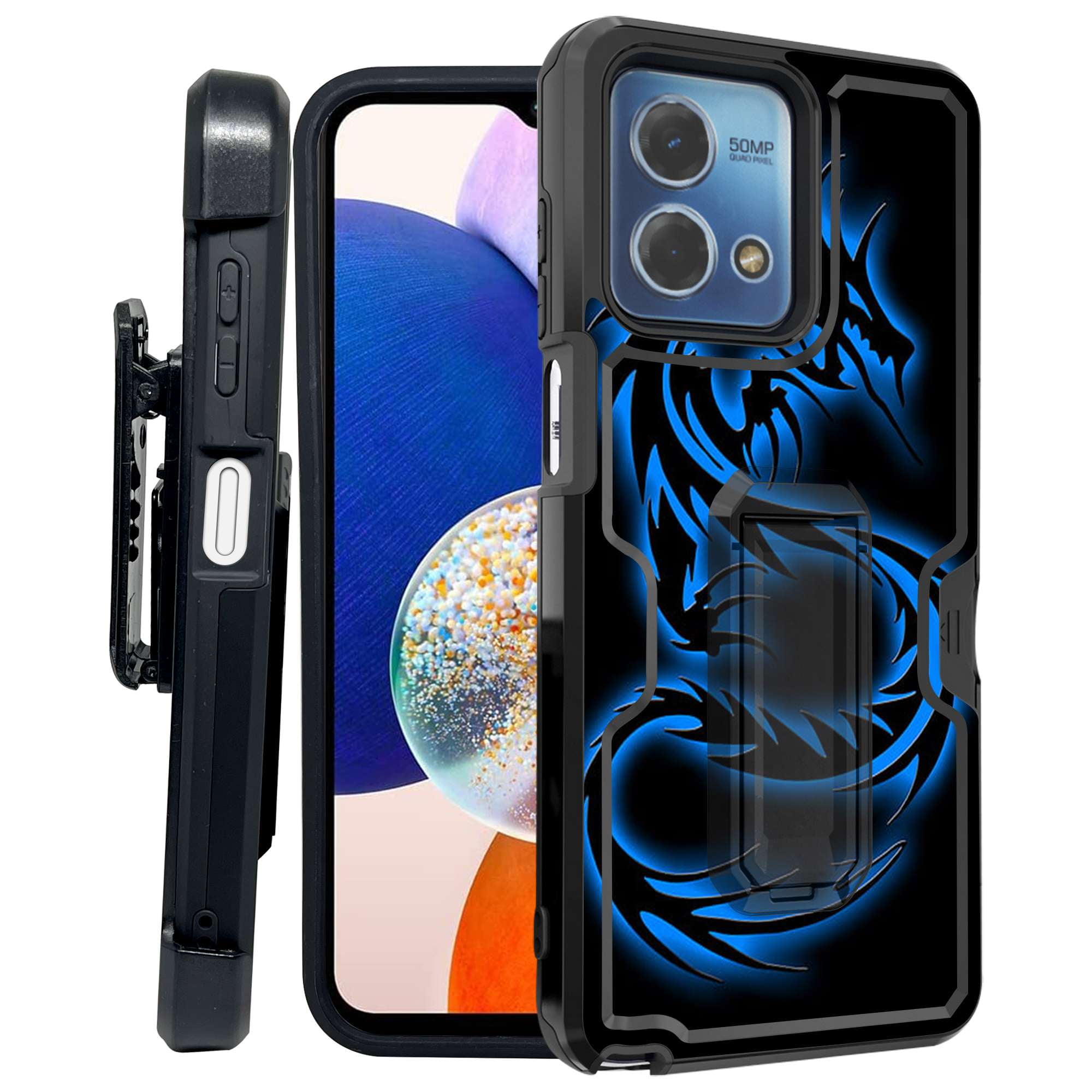 ANJ+ Rugged Shockproof Kickstand Hybrid Case with Card Slot and Holster ...