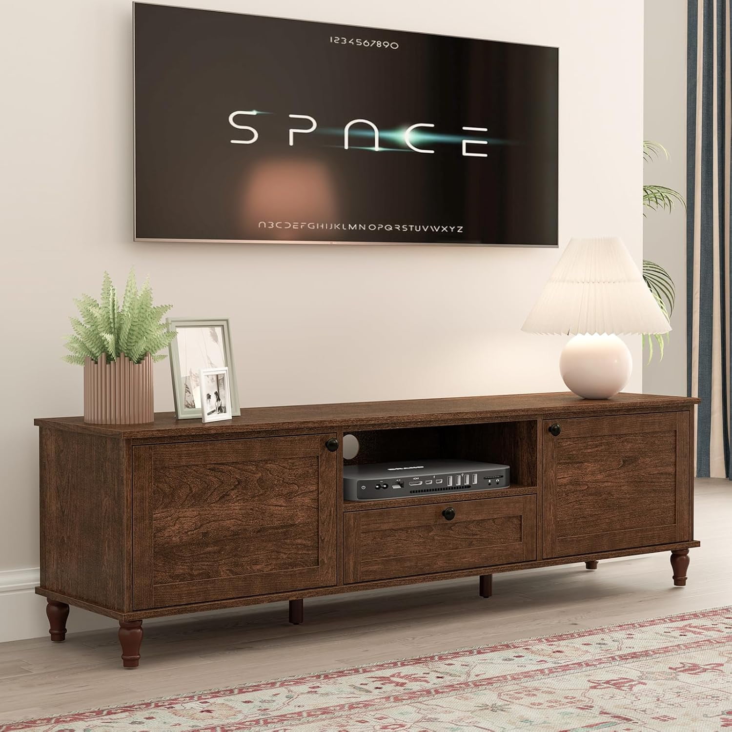 ANJ TV Stand for 75 inch TV, Mid-Century Modern TV Console with Storage ...