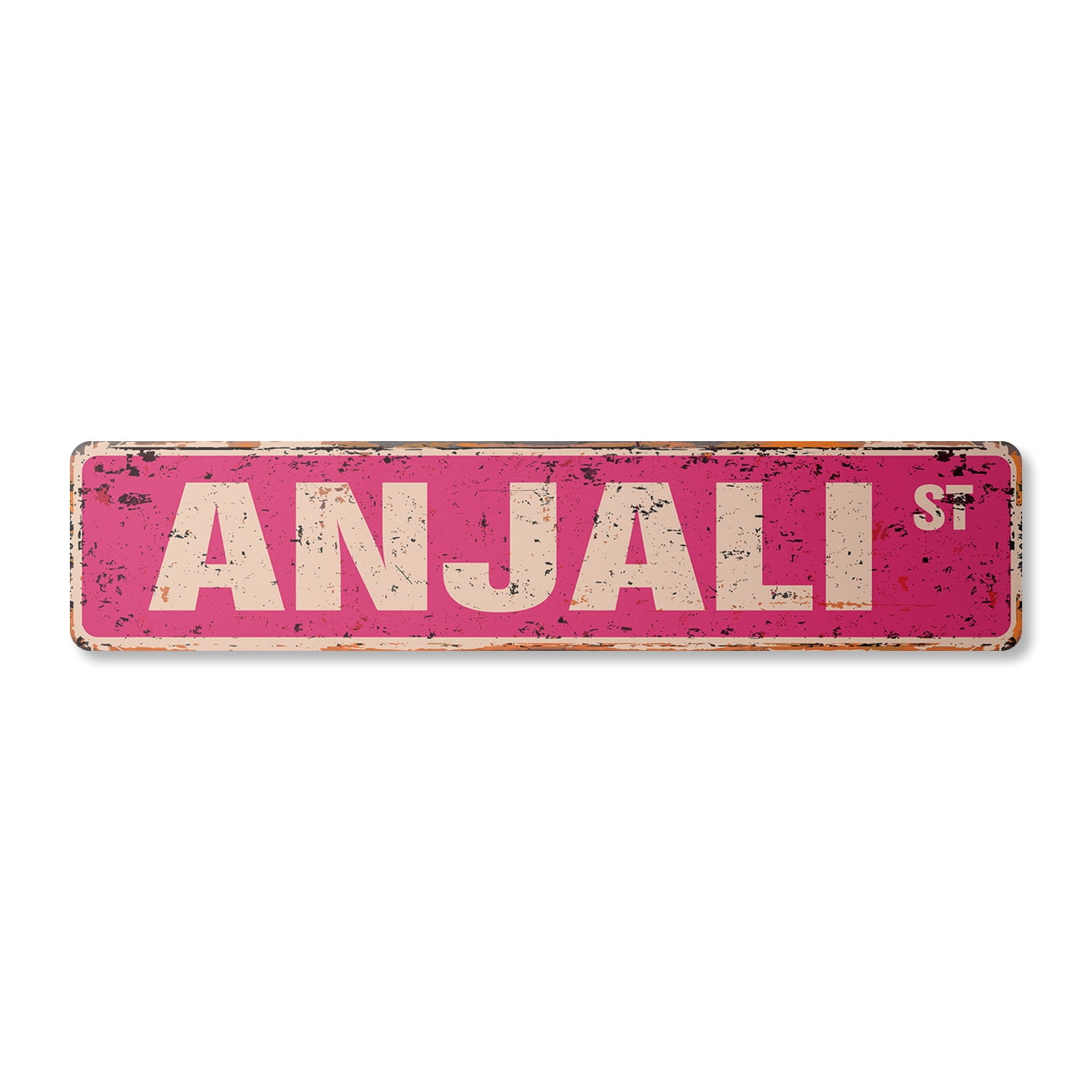 ANJALI Vintage Plastic Street Sign Childrens Name Room Sign | Indoor ...