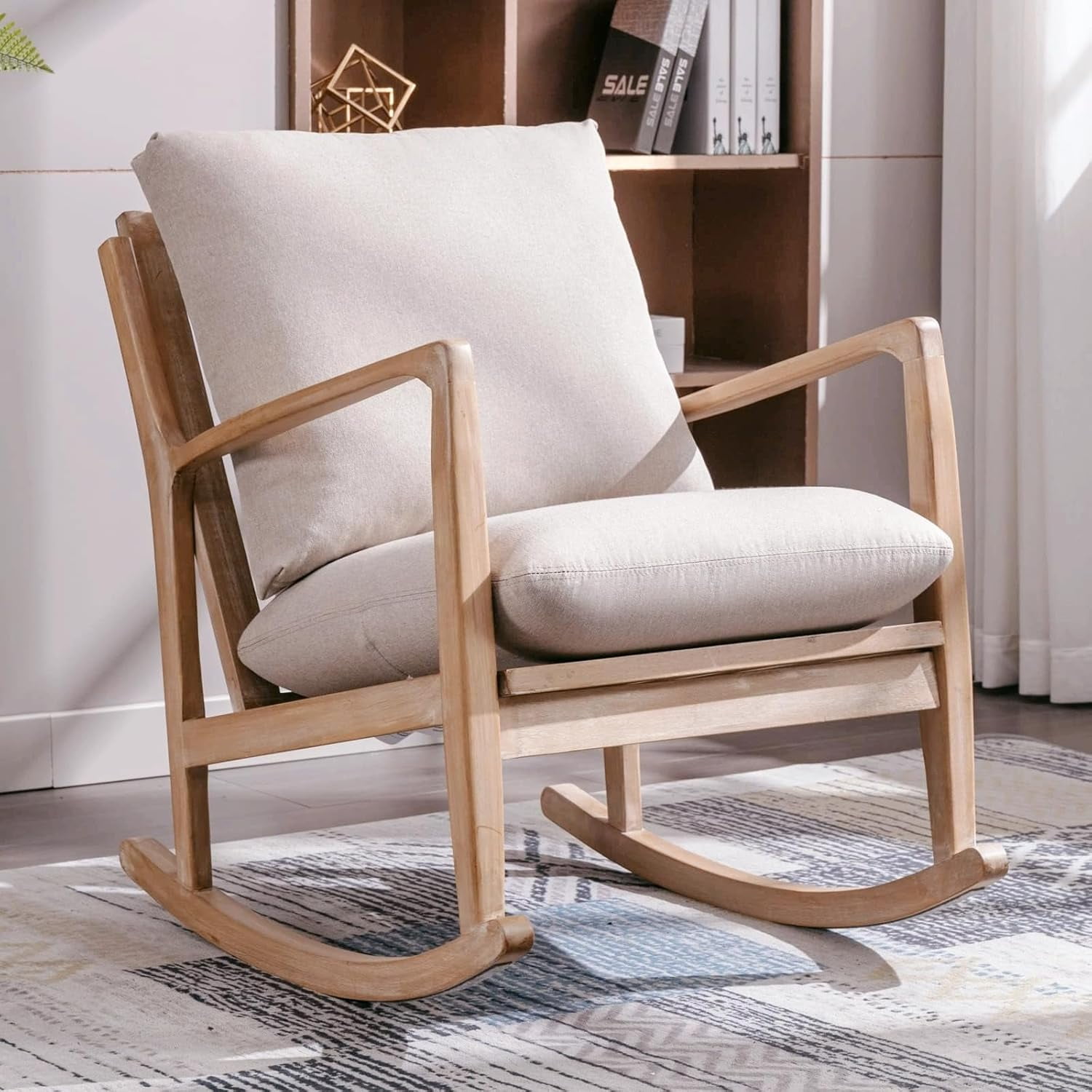 ANJHOME Mid Century Accent Rocking Chair, Rocker Chair Glider Chair for ...
