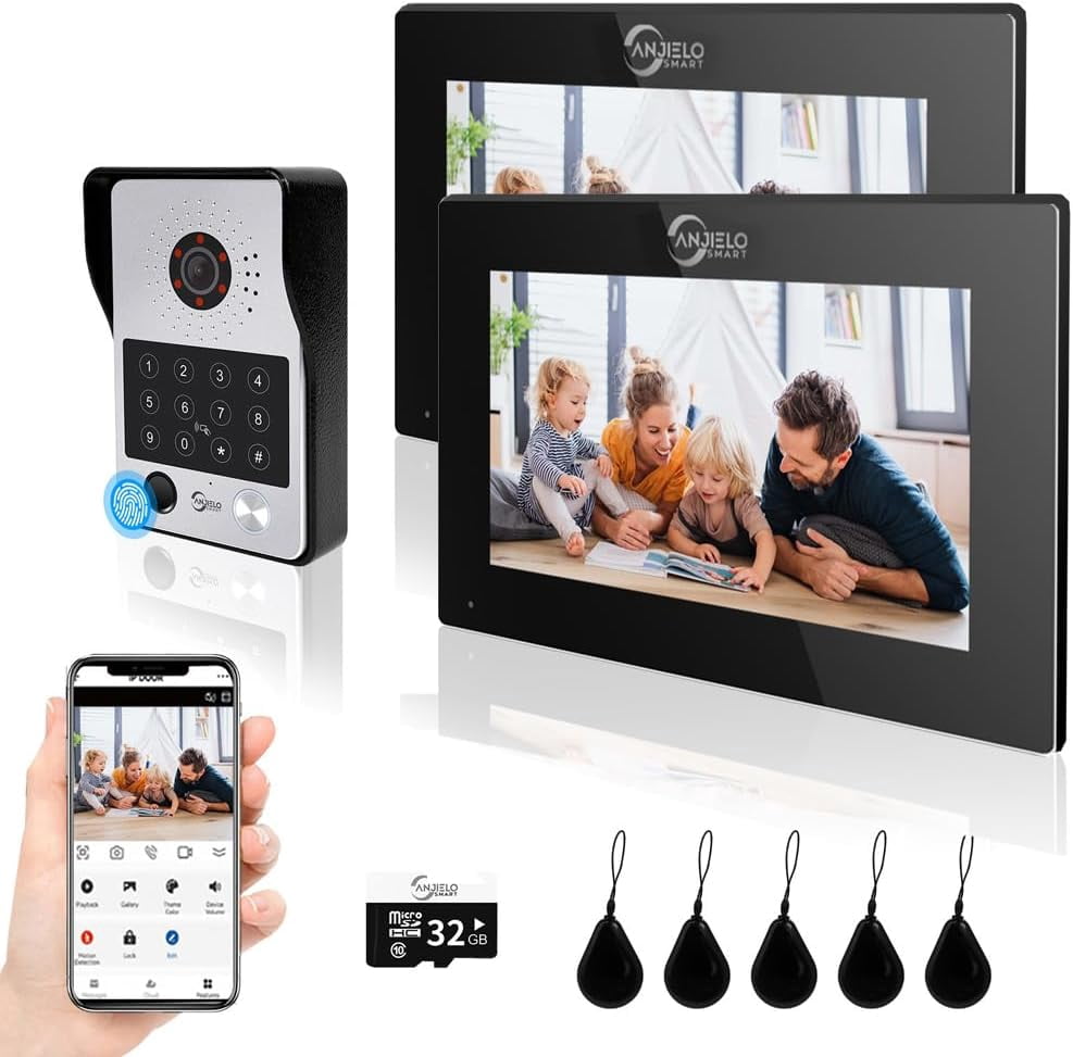 ANJIELO SMART Wired Video Door Phone Apartment Intercom System,2 Unit 7 ...