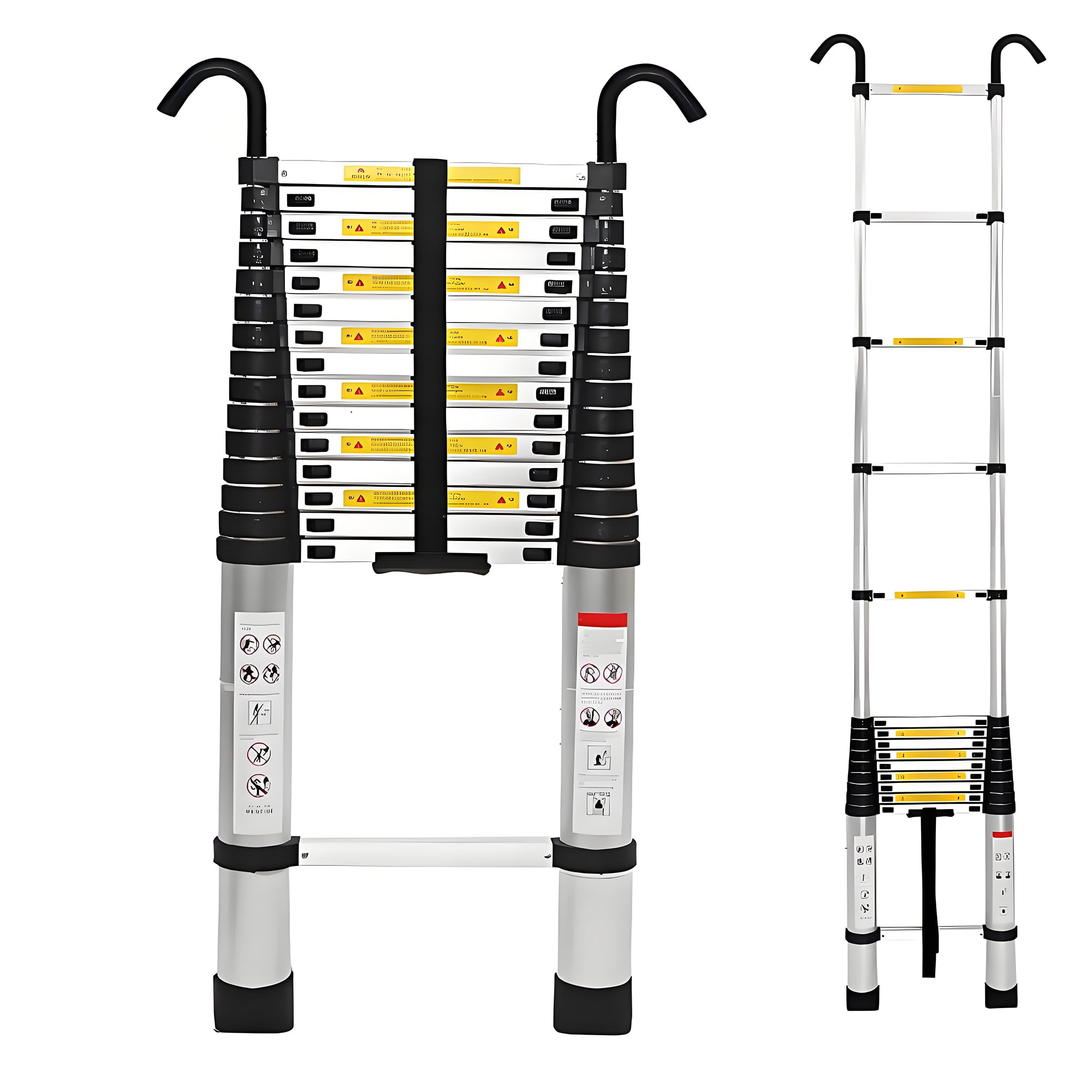 ANJORALA 10.17FT Telescoping Ladder, Extension Step Ladder with 2 Hooks ...
