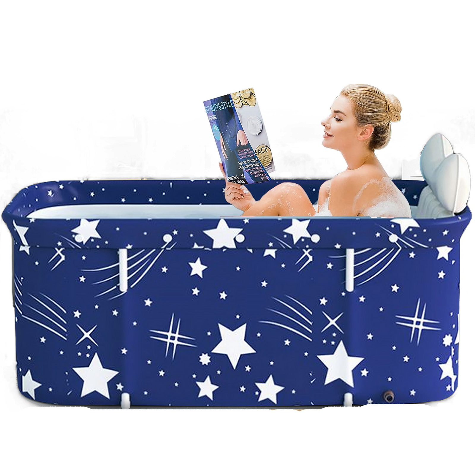 ANJORALA 47in Folding Bathtub, Portable Bath Tub for 2 Person, Hot Ice ...