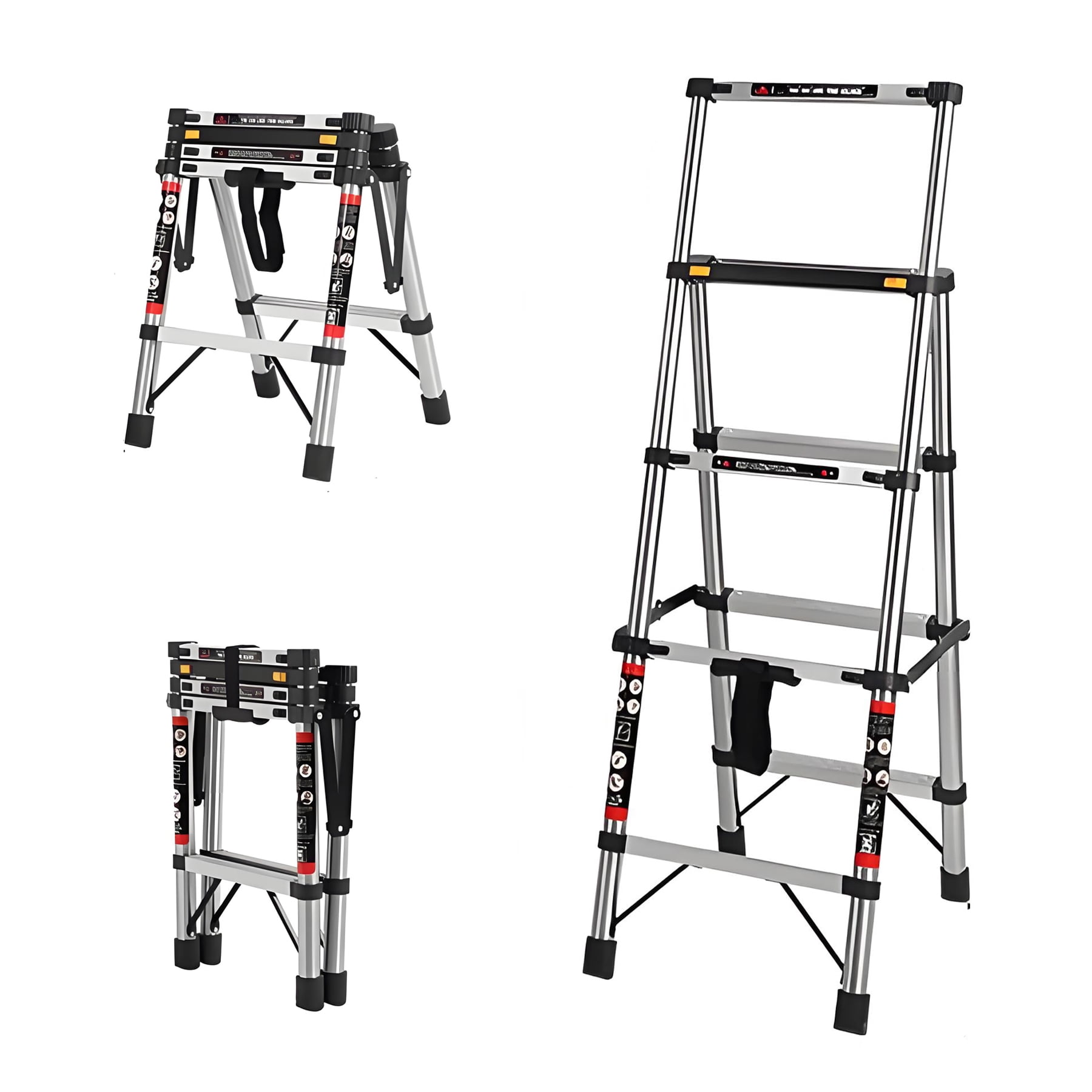 ANJORALA 54.13"Telescoping Ladder,4 Step Herringbone Ladder with Anti ...