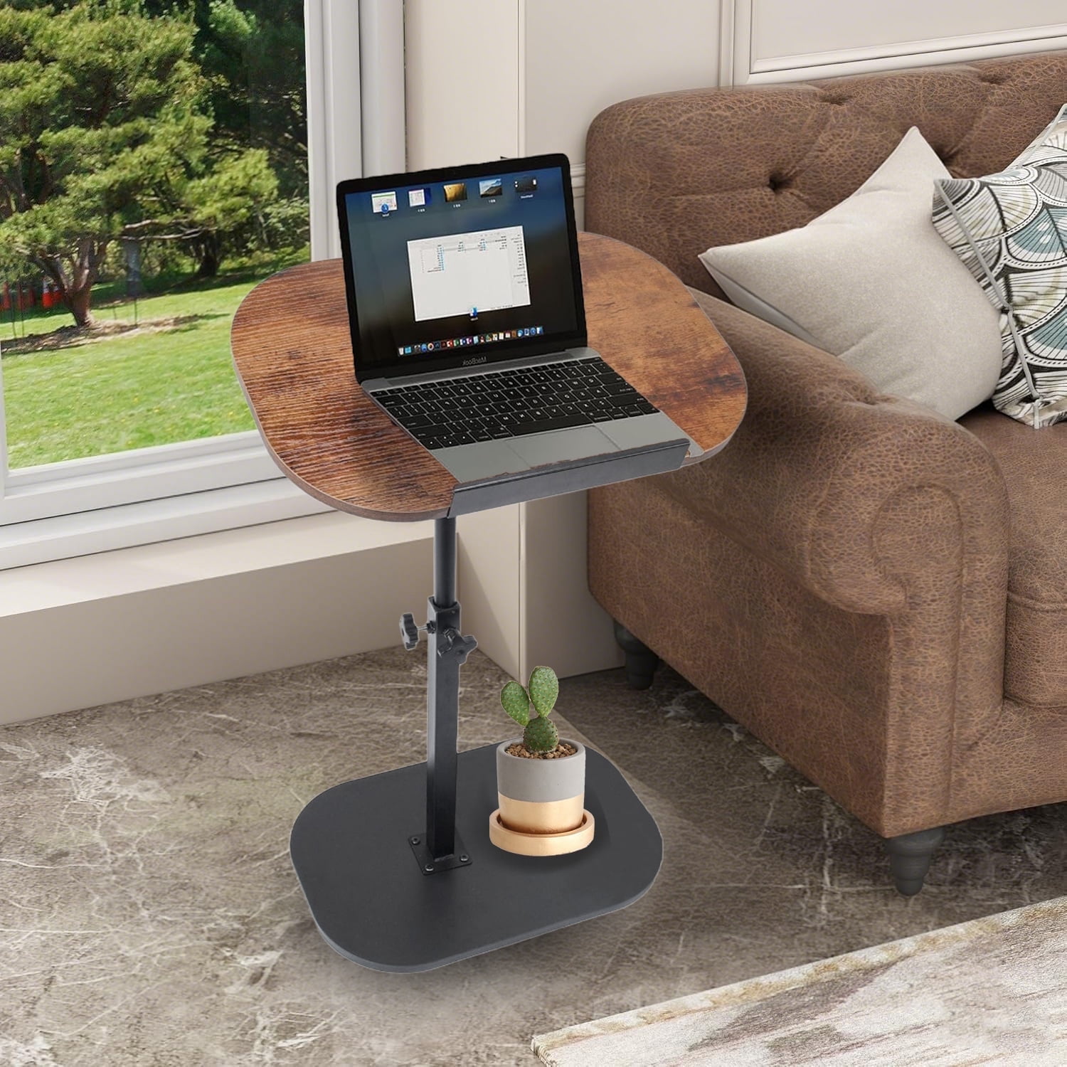 ANJORALA 19.68"Height-Adjustable Side Table with 90°Tilting & 360 ...