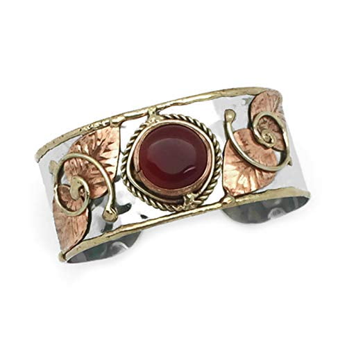 ANJU JEWELRY Janya Collection Mixed Metal Cuff Bracelet - Red Onyx ...