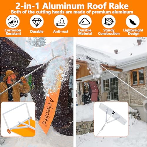 A ANLEOLIFE ANS1000 Roof Rake Snow Removal System 2in1 Combo Pack ...