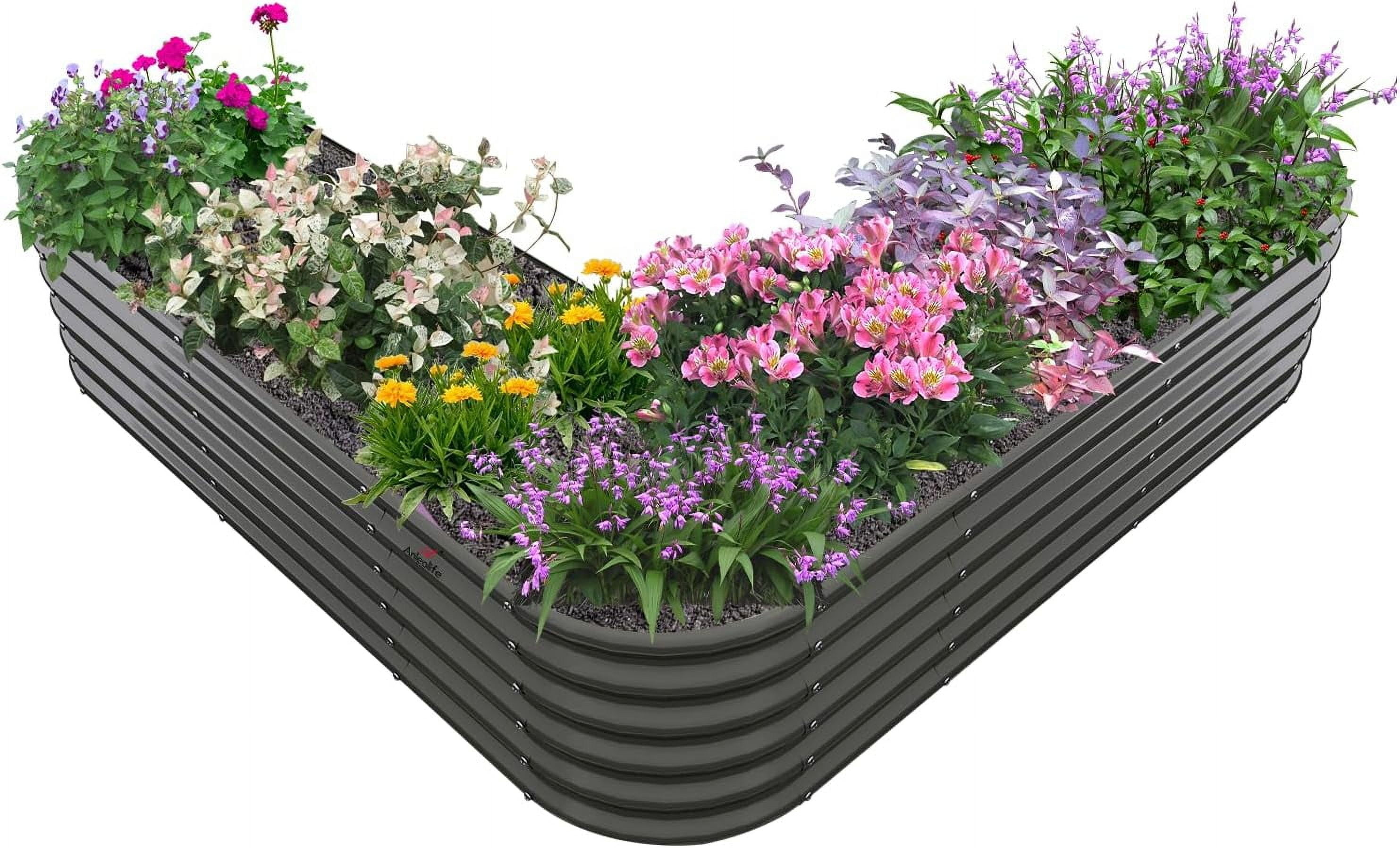 ANLEOLIFE Heart-Shaped Galvanized Raised Garden Beds Outdoor,81x81x18in ...