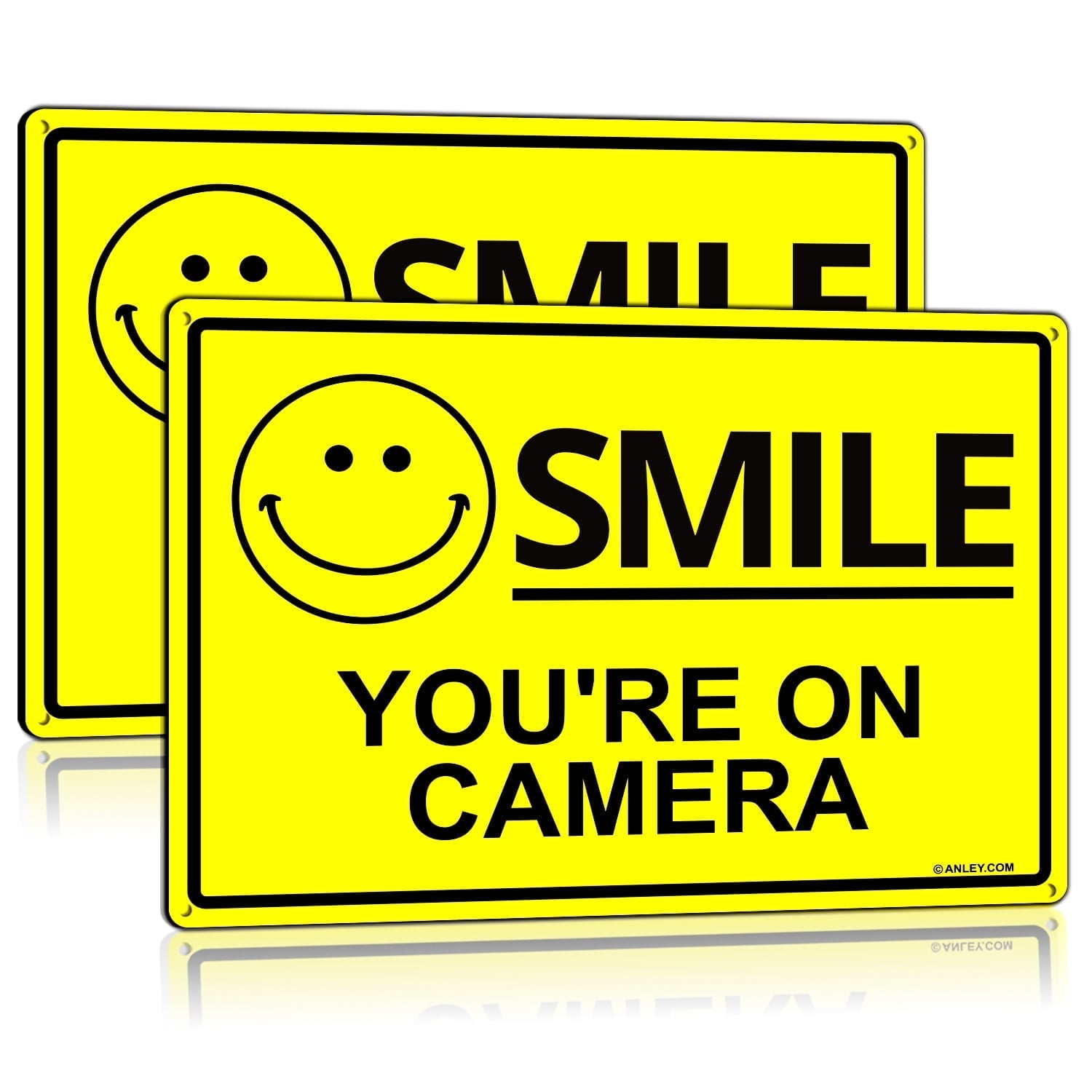 ANLEY (2 Pack) Smile You're on Camera Sign 7x10 inch Video Surveillance ...