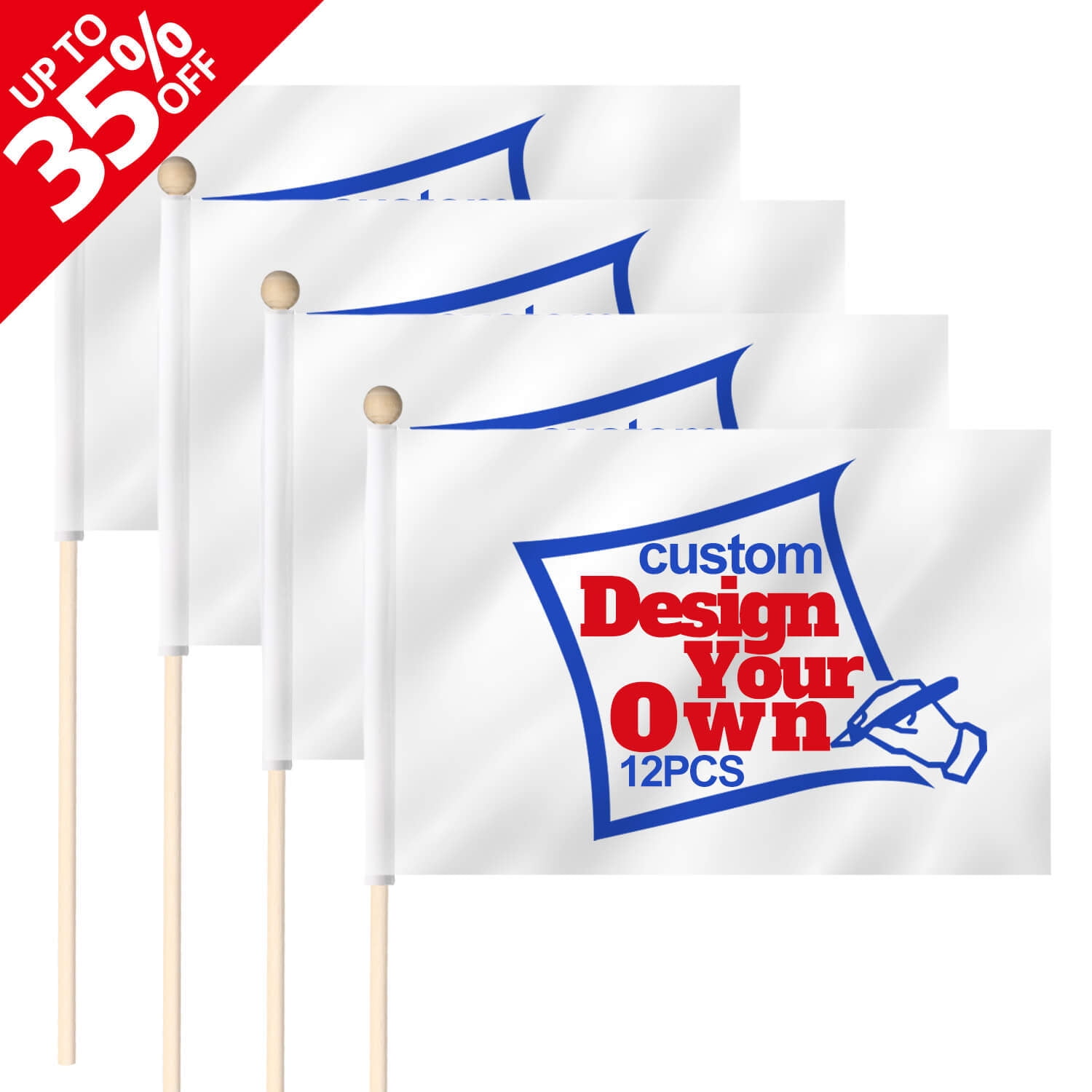 ANLEY Custom Miniature Stick Flag with Pointed Wood Pole - Customized ...