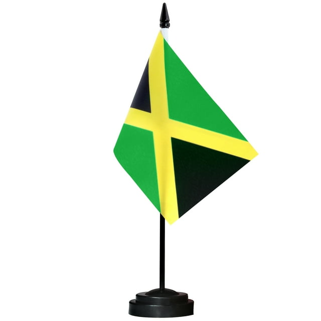 ANLEY Jamaica Deluxe Desk Flag Set - 6 in x 4 in Miniature Jamaican ...