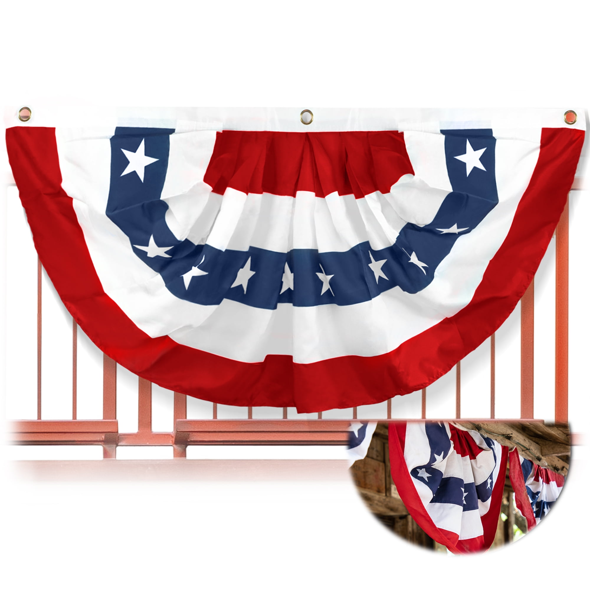 Anley Usa Polyester Pleated Fan Flag 1 5x3 Ft American Bunting Banner