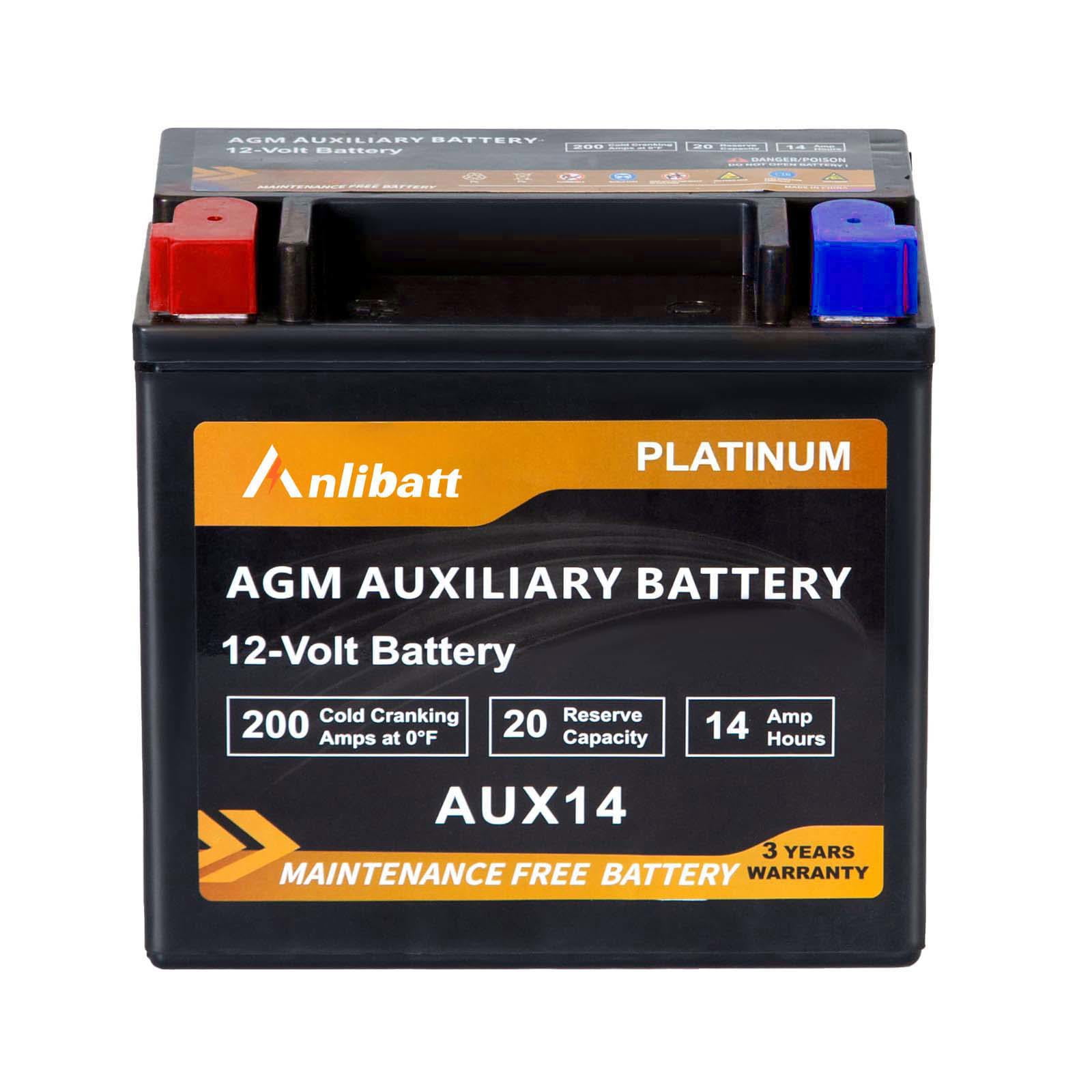 ANLIBATT AUX14 AGM Auxiliary Battery, BCI Group 400 Batteries 12V 14Ah ...