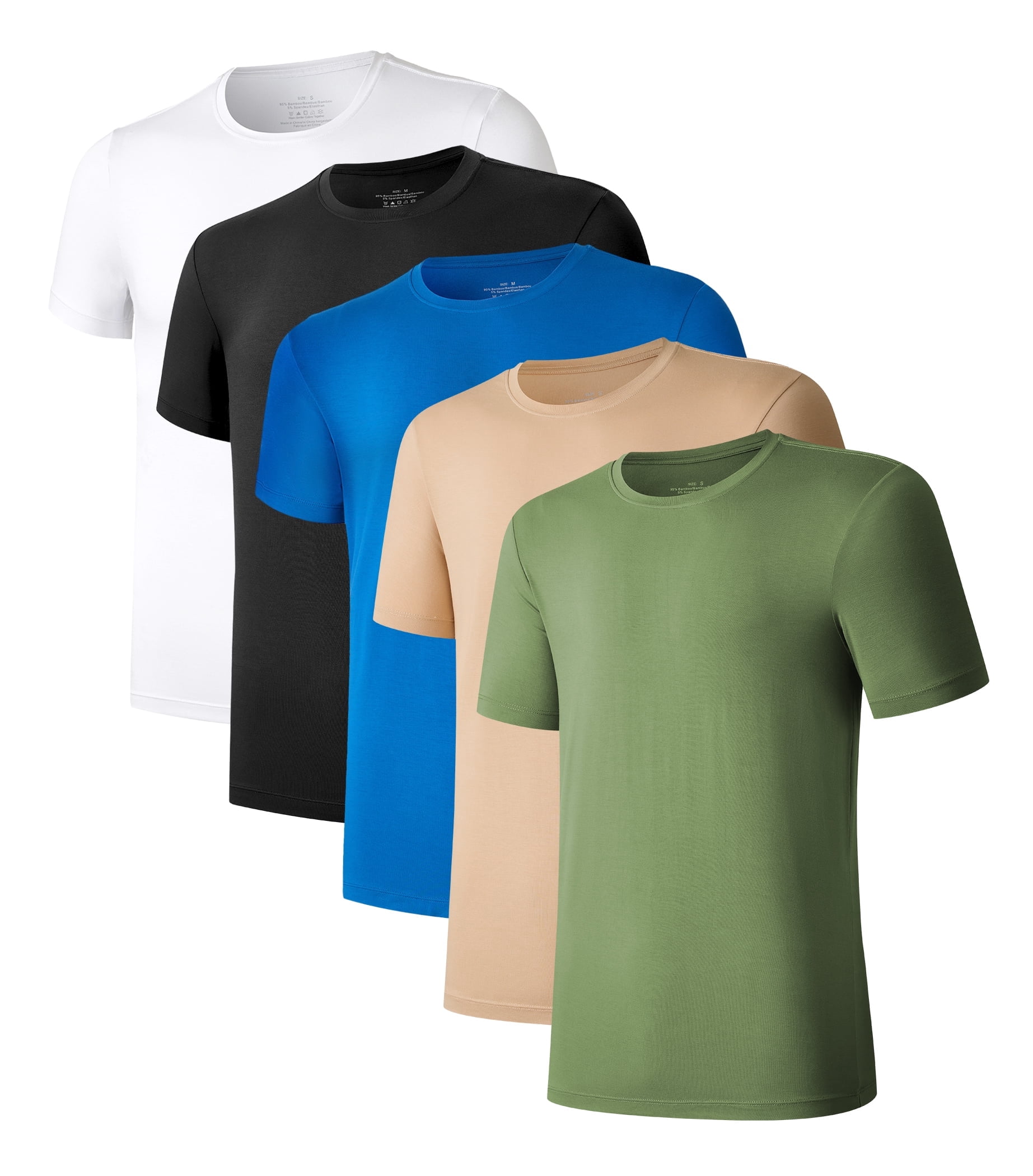 ANLIQI Men's Bamboo Rayon Undershirts Short Sleeve Crewneck Moisture ...