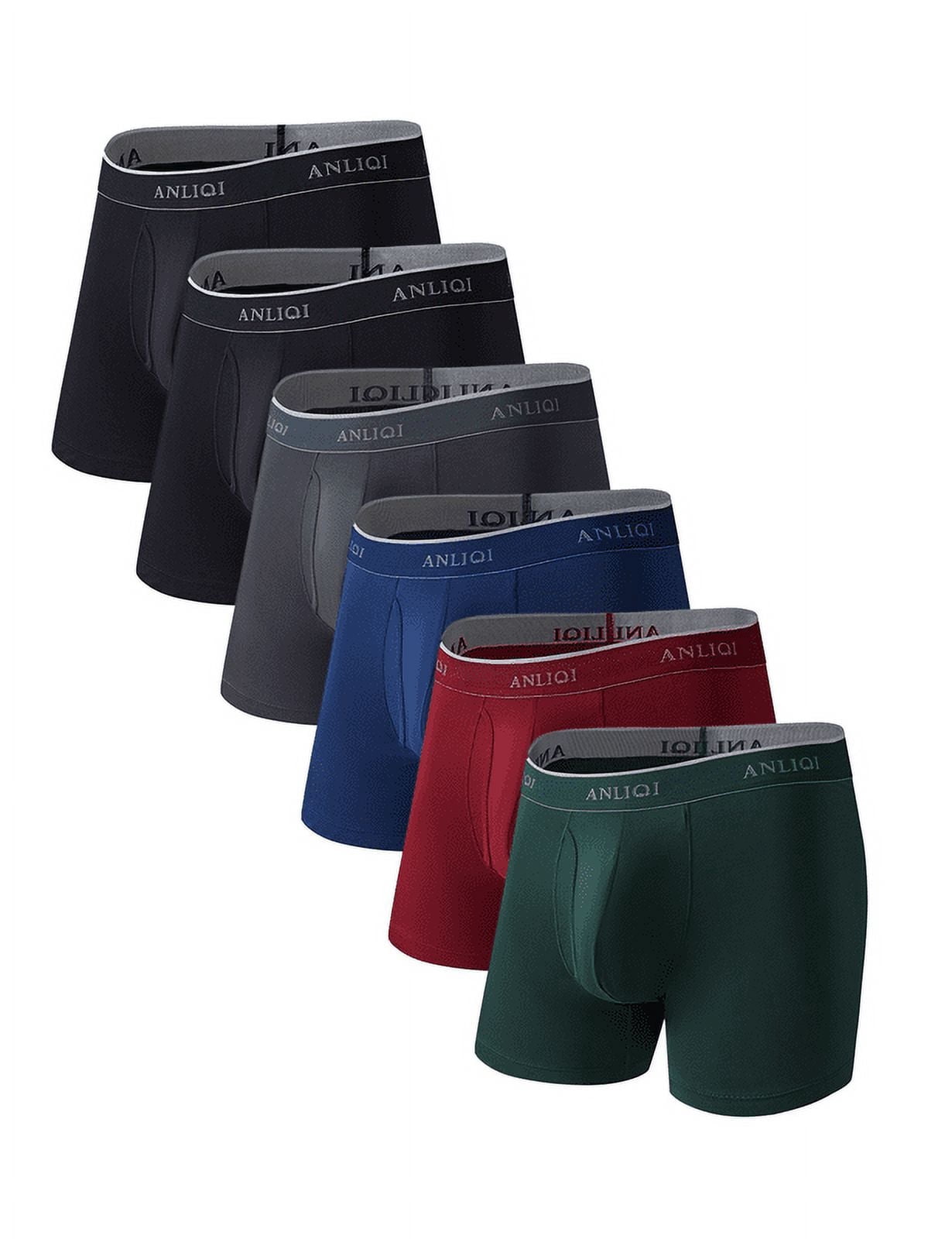 ANLIQI Men's Boxer Briefs Bamboo Rayon Underwear Breathable Moisture ...