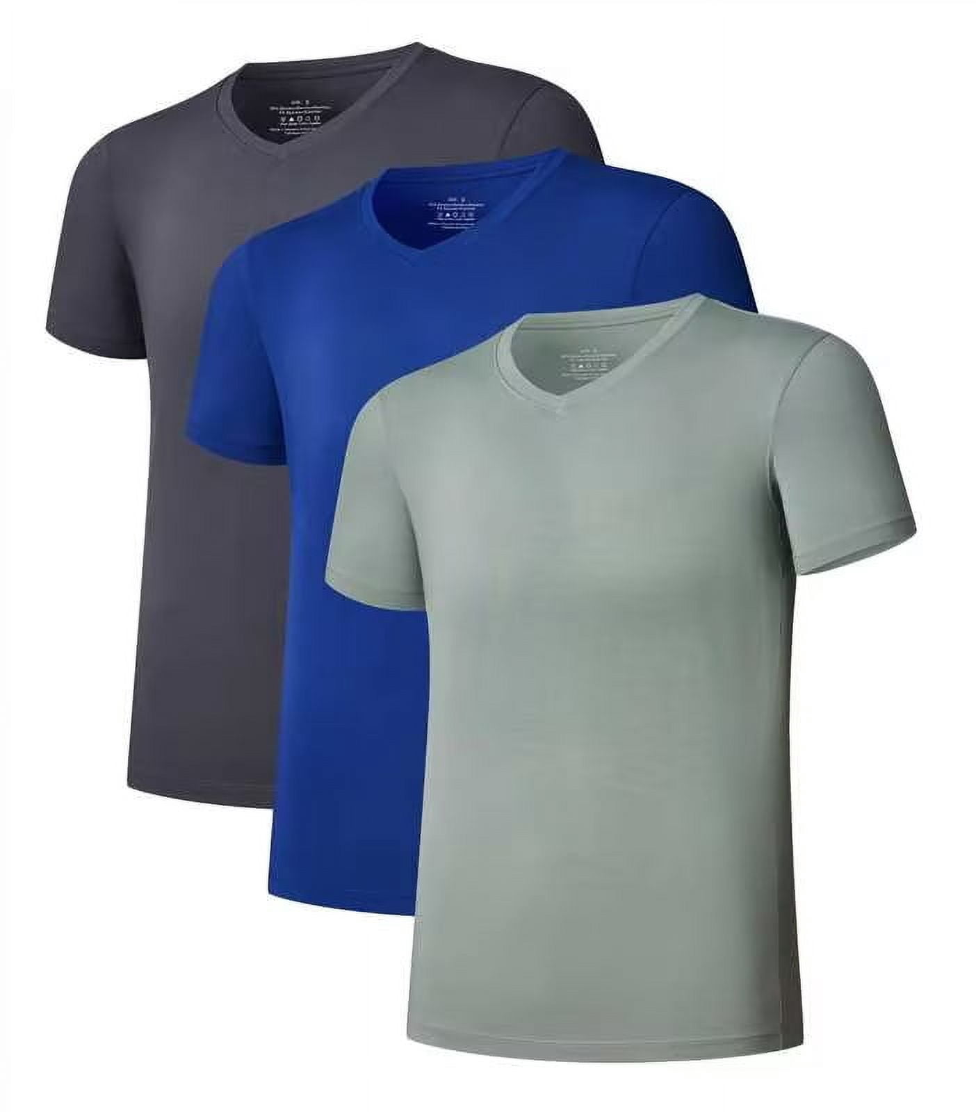 ANLIQI Men's Undershirt Bamboo Rayon V-Neck T-Shirts Short Sleeve ...